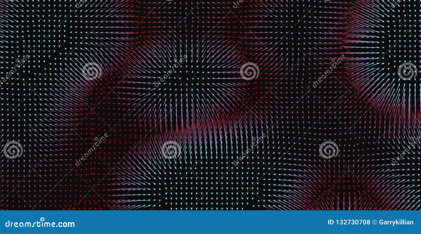 Vector Colorful Field Visualization of Forces. Magnetic or ...