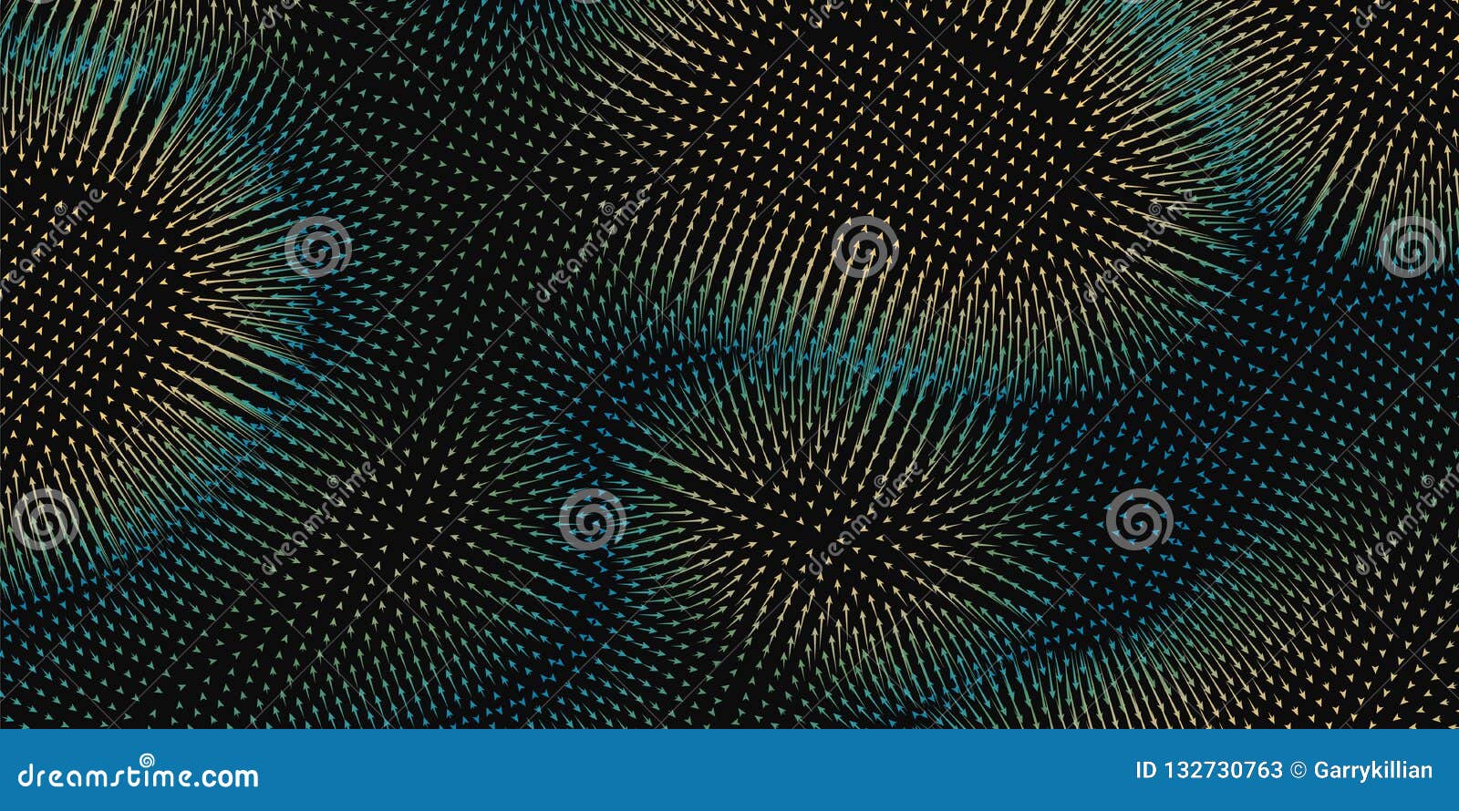 Vector Colorful Field Visualization of Forces. Magnetic or ...