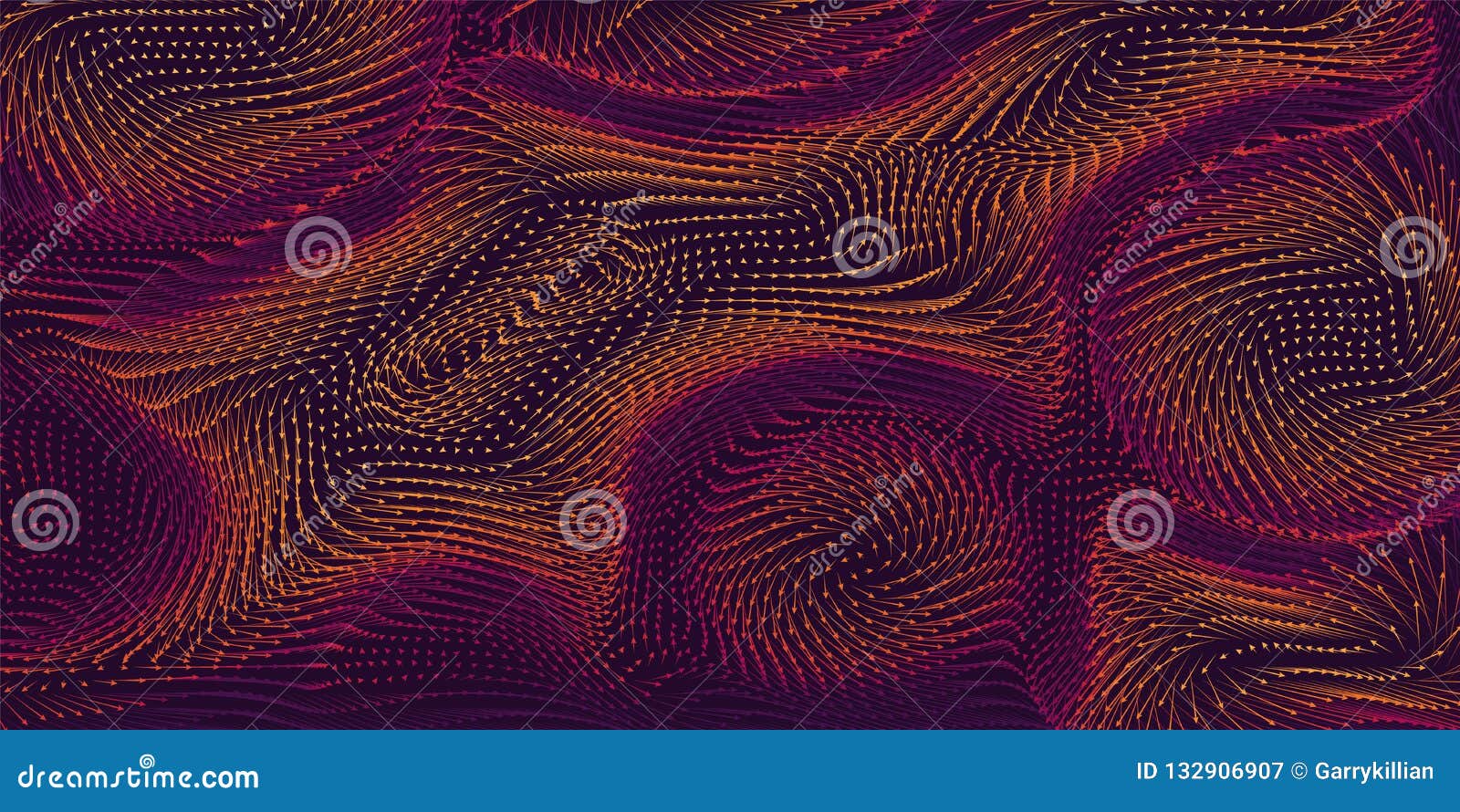 Vector Colorful Field Visualization of Forces. Magnetic or ...