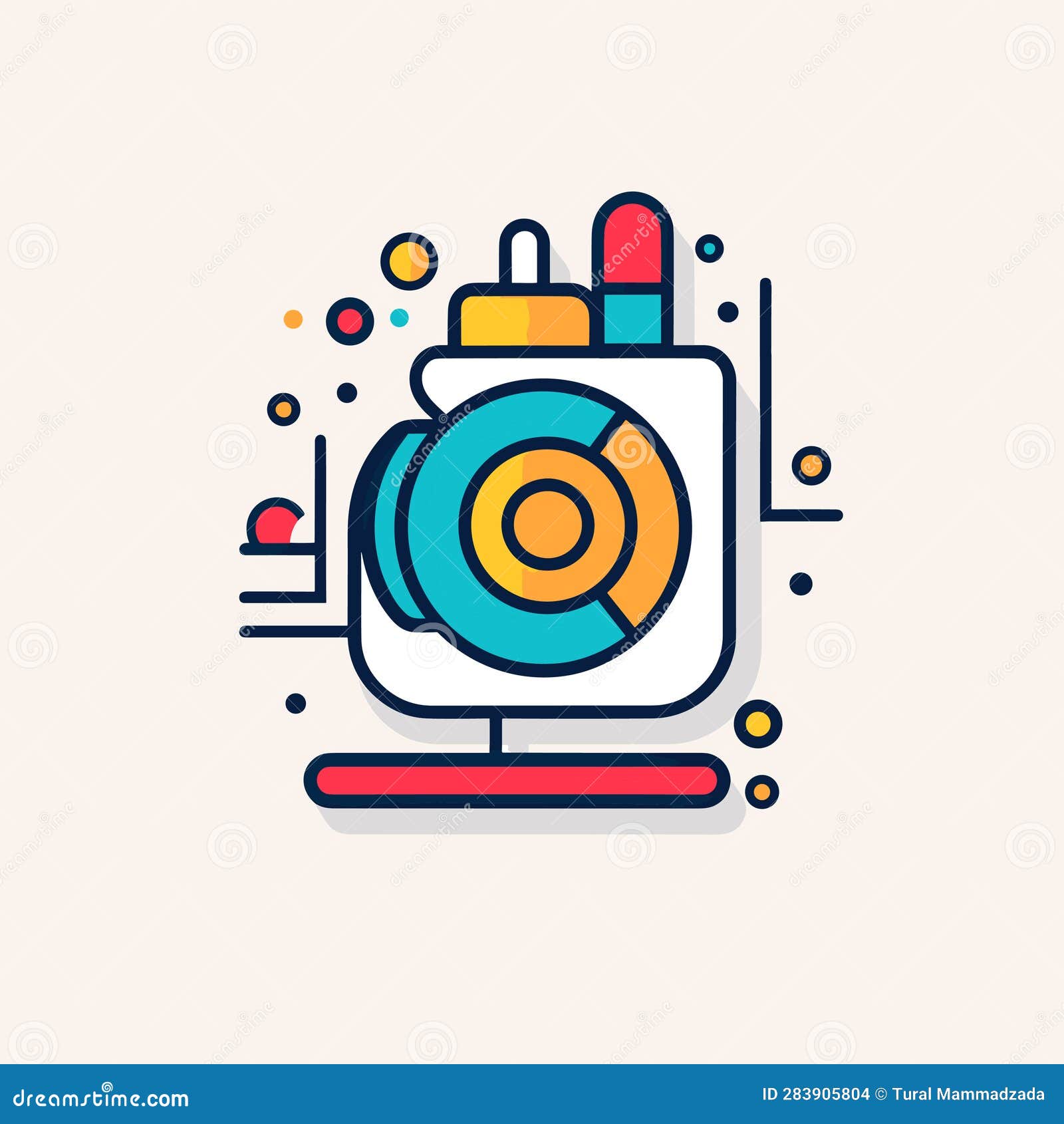 Vector of a Colorful Flat Vector Camera Icon with a Lens Stock Vector ...