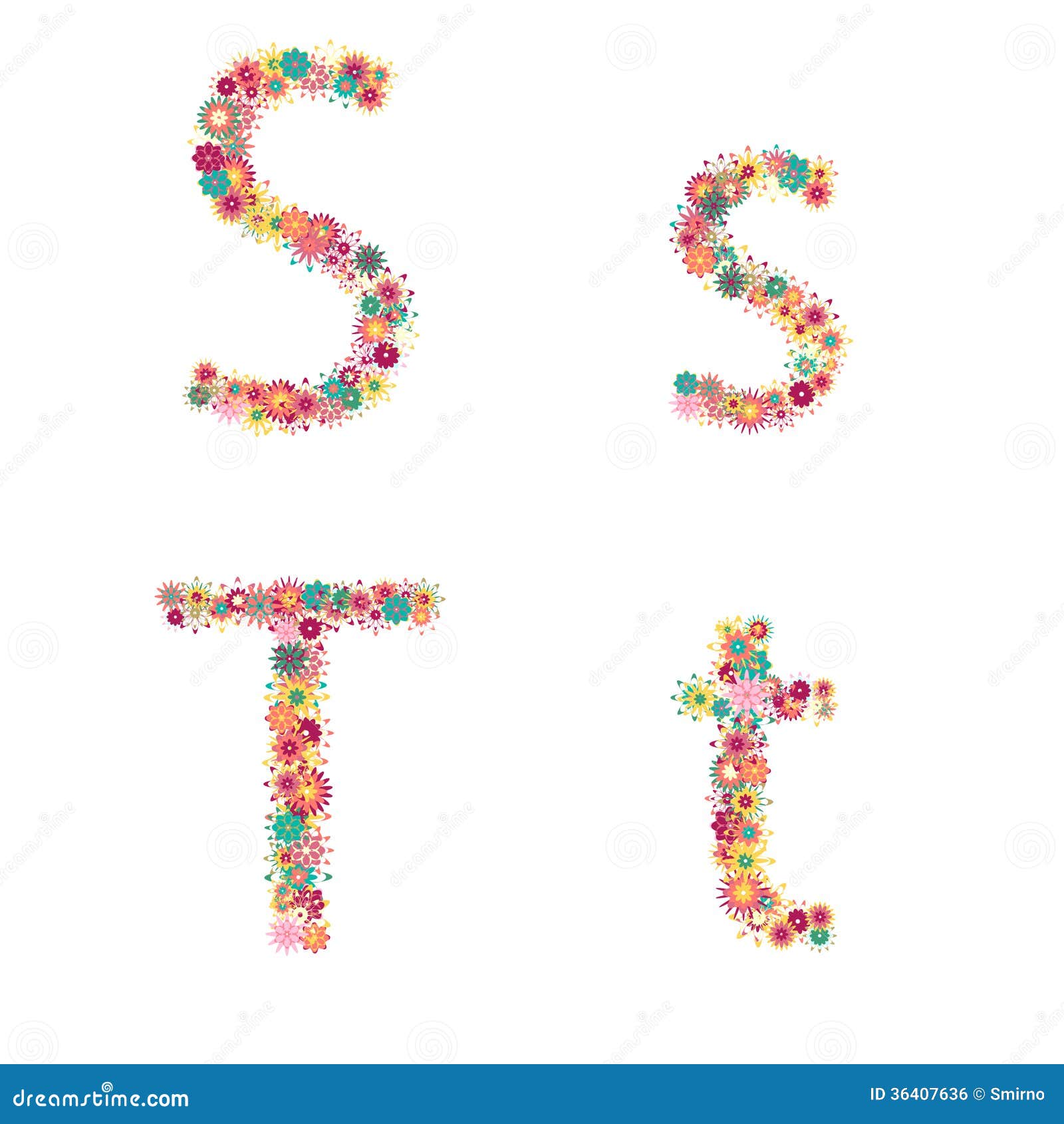 Vector Colorful Flower Font. Stock Vector - Illustration of plant, lily ...