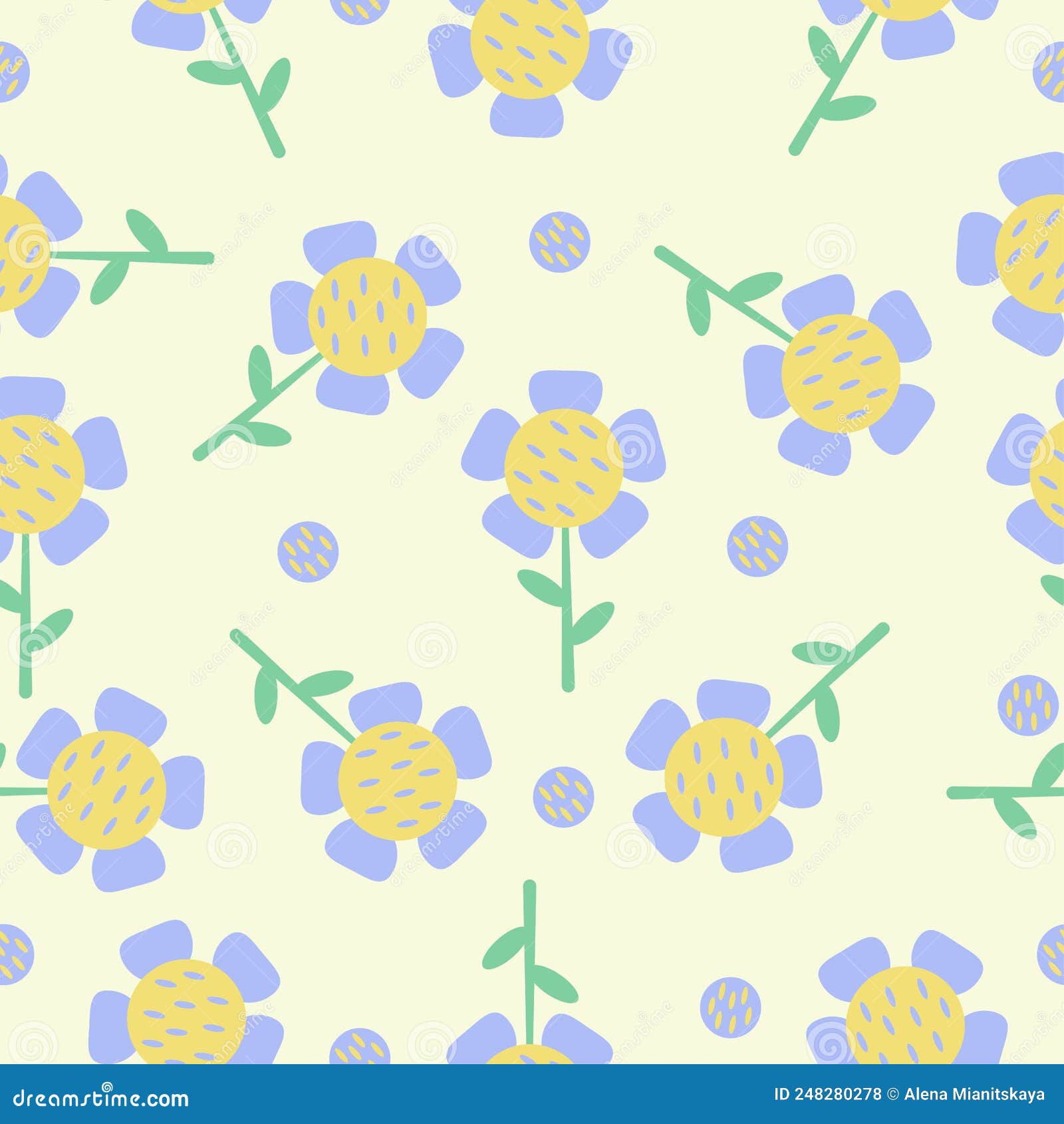 Vector Colorful Flowers Seamless Pattern Stock Vector - Illustration of ...