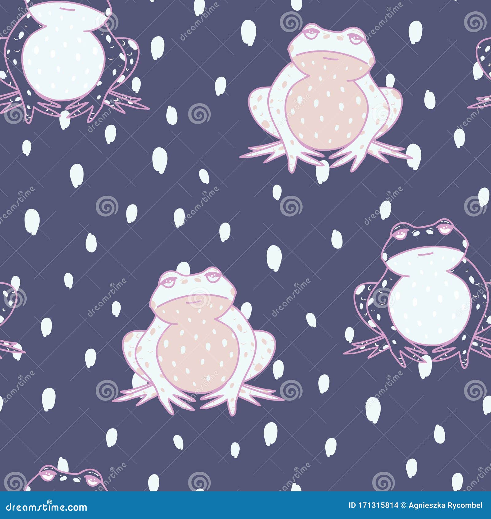 Vector Colorful Frogs on Spots Seamless Pattern Background. Stock ...