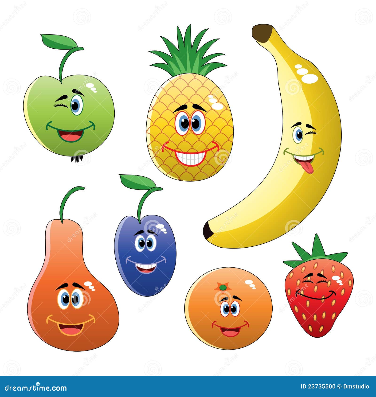 Vector Colorful Funny Fruits Stock Vector - Illustration of face, funny ...