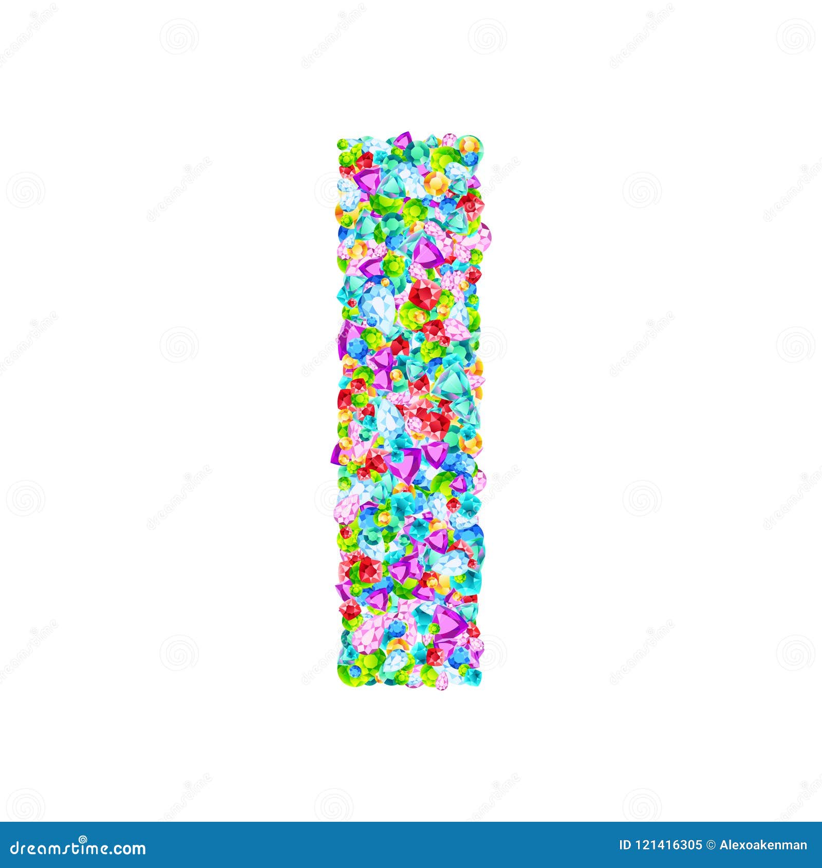 Vector Colorful Gem Stones Font, Letter I Stock Vector - Illustration ...
