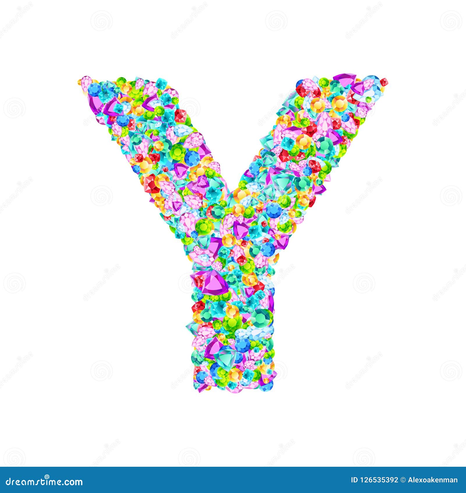 Vector Colorful Gem Stones Font, Letter Y Stock Vector - Illustration ...