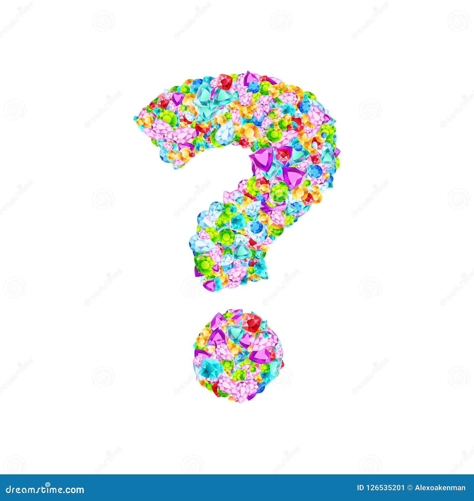 Vector Colorful Gem Stones Font, Question Mark Stock Vector ...