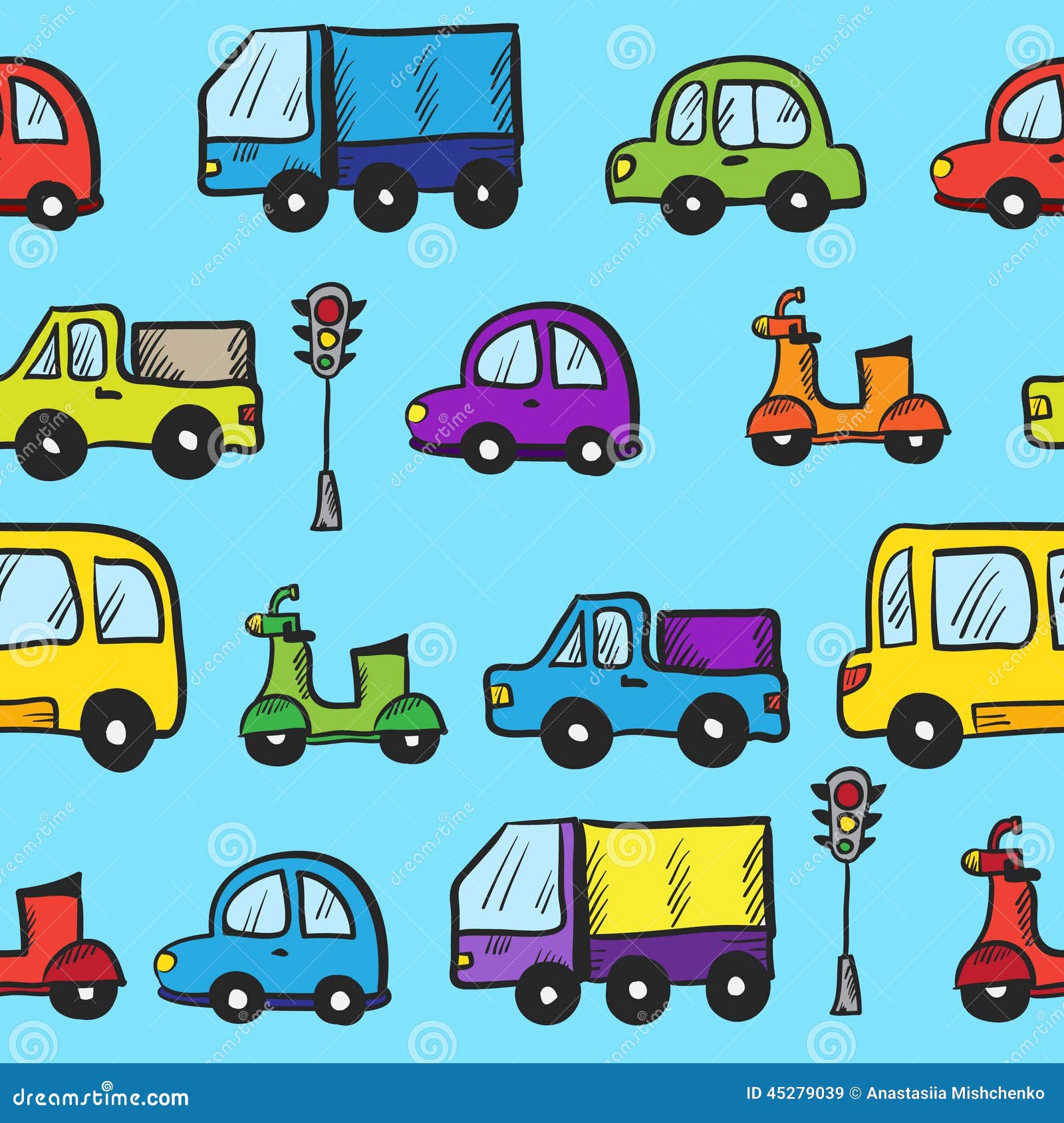 Vector Colorful Hand Drawn Doodle Cartoon Cars Stock Vector ...