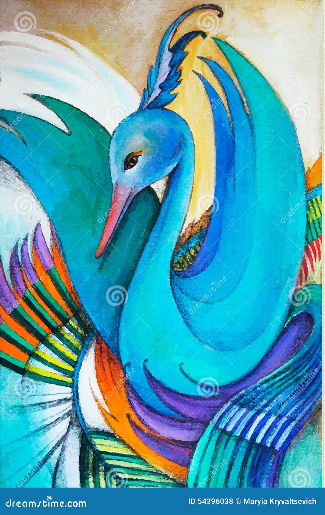 Vector Colorful Hand Drawn Swan Stock Vector - Illustration of door ...