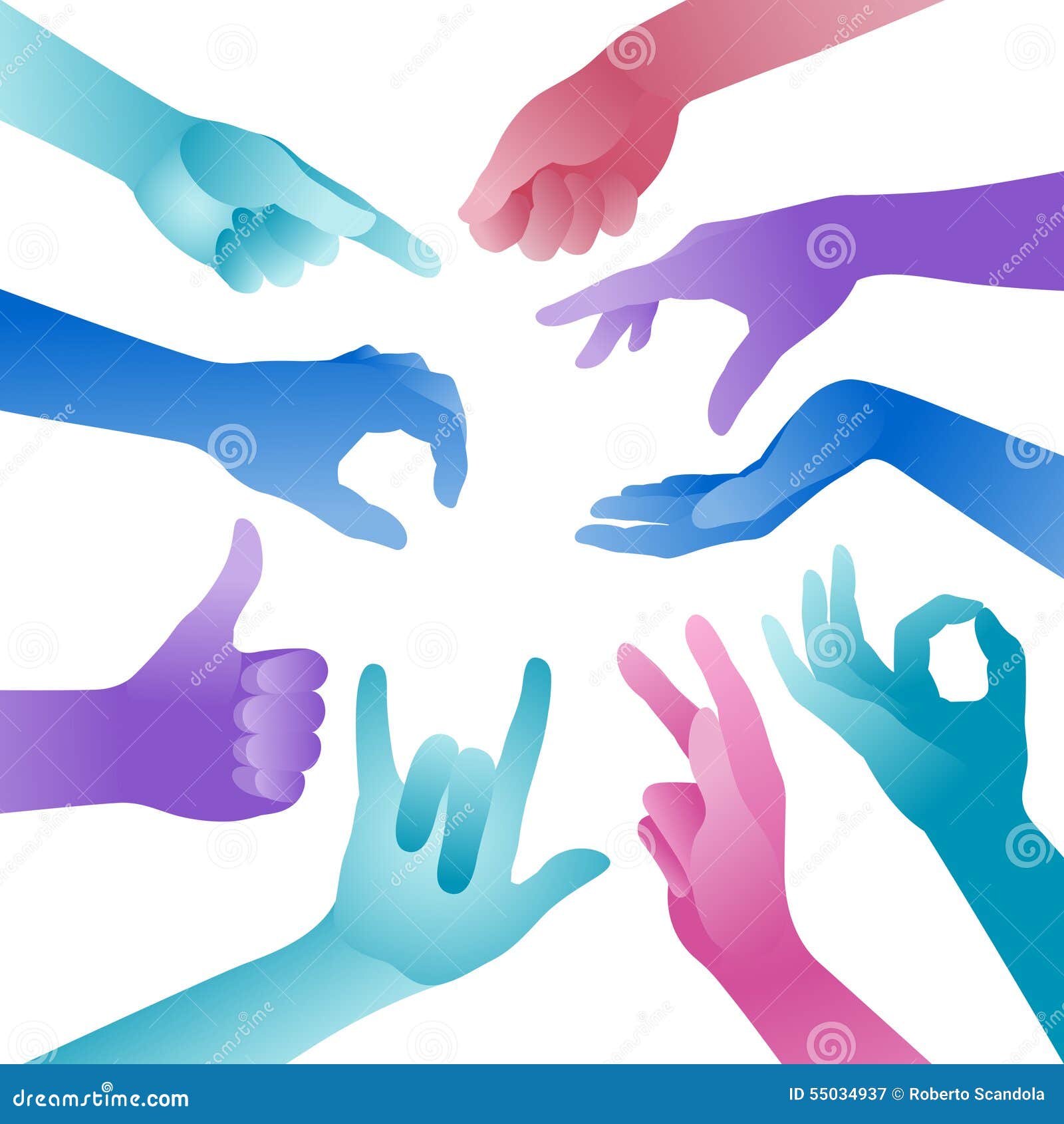 Vector Colorful Hands stock vector. Illustration of element - 55034937