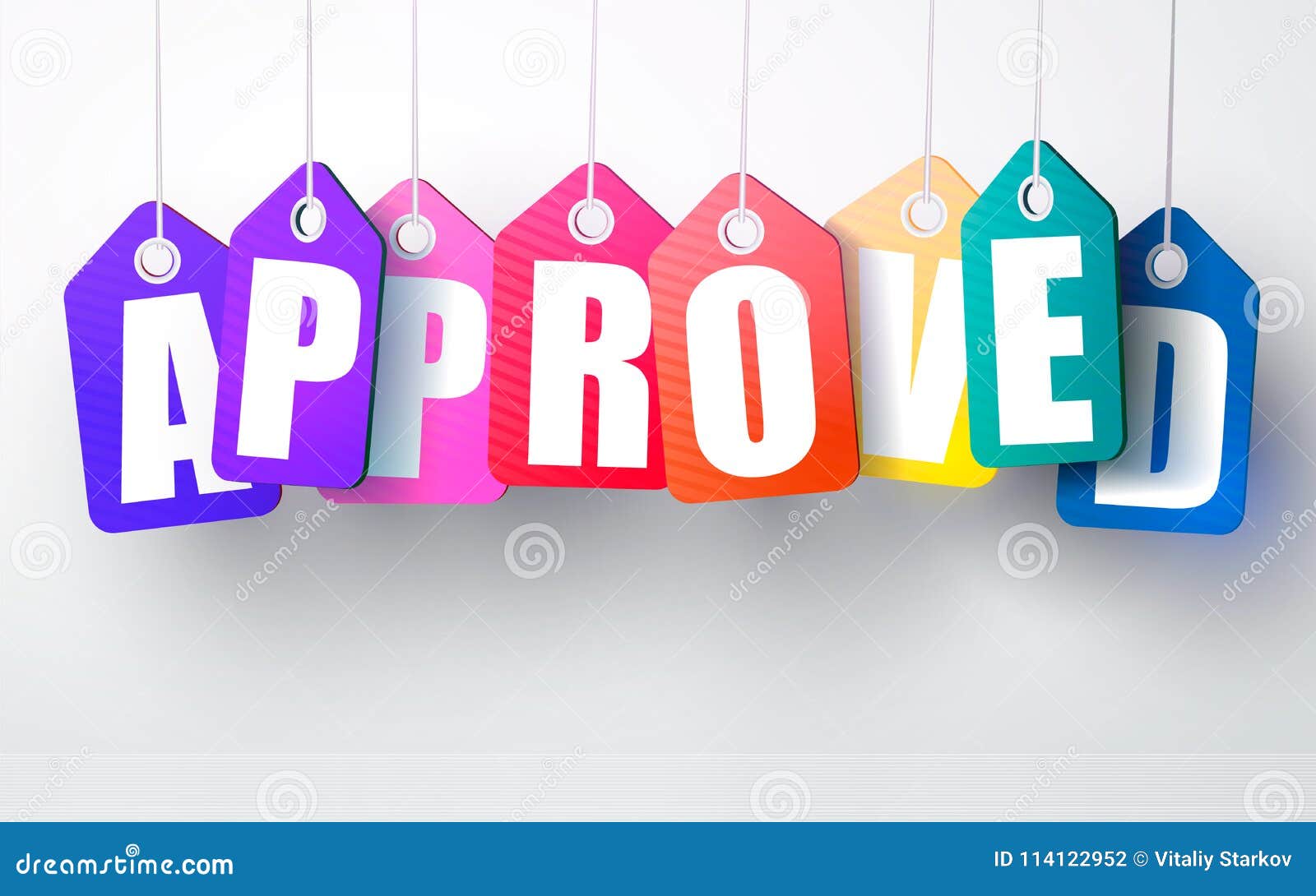Vector Colorful Hanging Cardboard. Tags Approved Stock Vector ...