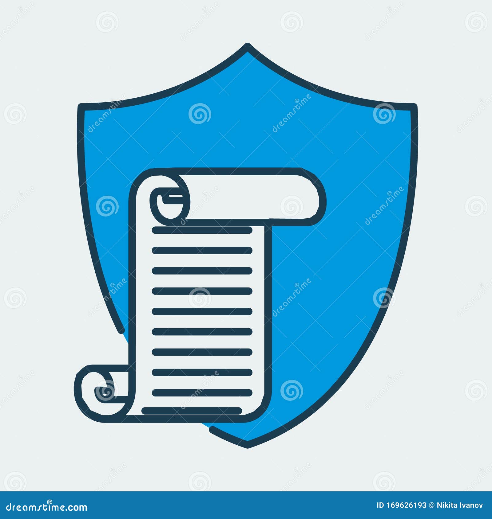 Vector Icon Made of Shield and Illustration of a Scroll Paper with a ...