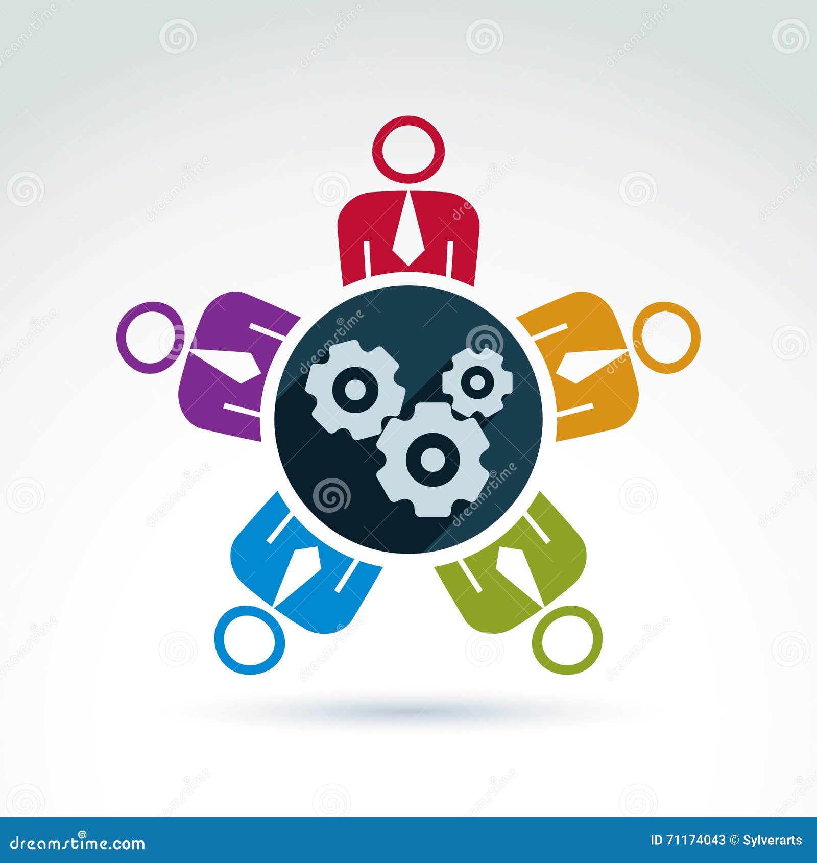 Vector Colorful Illustration of Gears, Enterprise System Theme, Stock ...