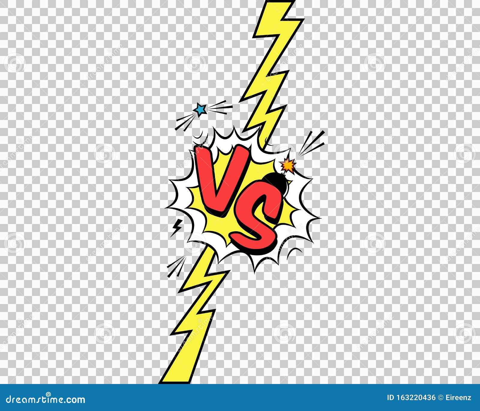 Vector Colorful Illustration of Versus Letters with Speech Bubble, Bomb ...