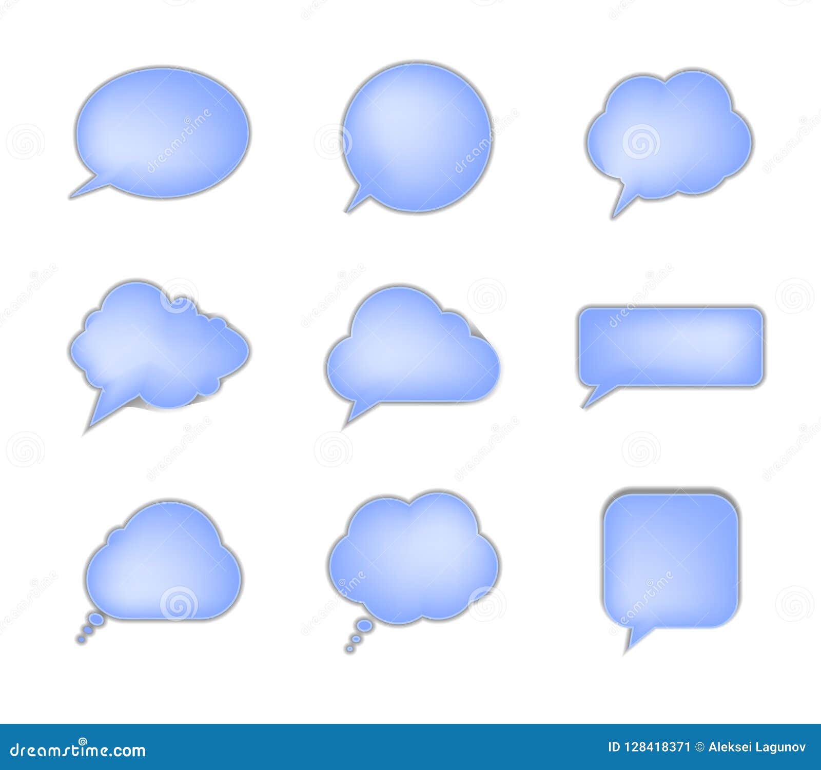 Vector Colorful Light Blue Talk Bubbles, 3D Objects, Paper Art Style ...