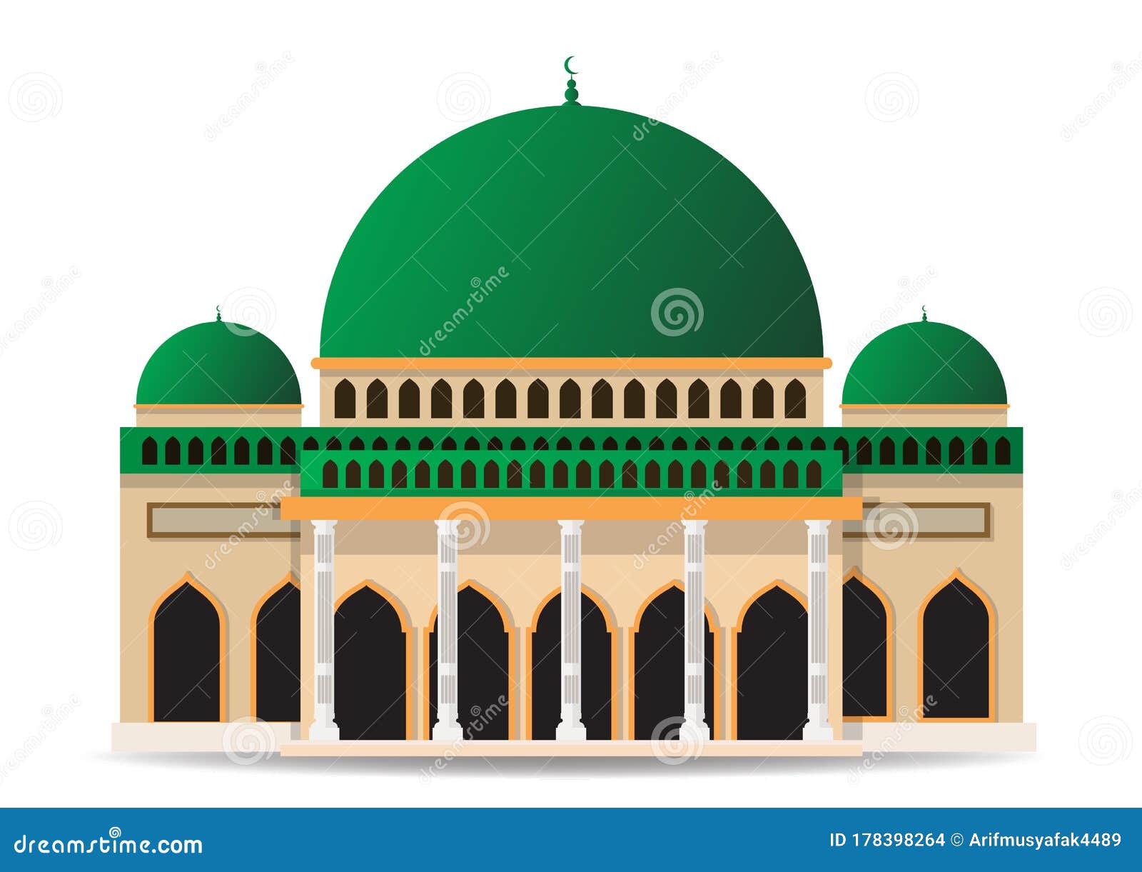 Modern mosque flat design stock vector. Illustration of architecture ...
