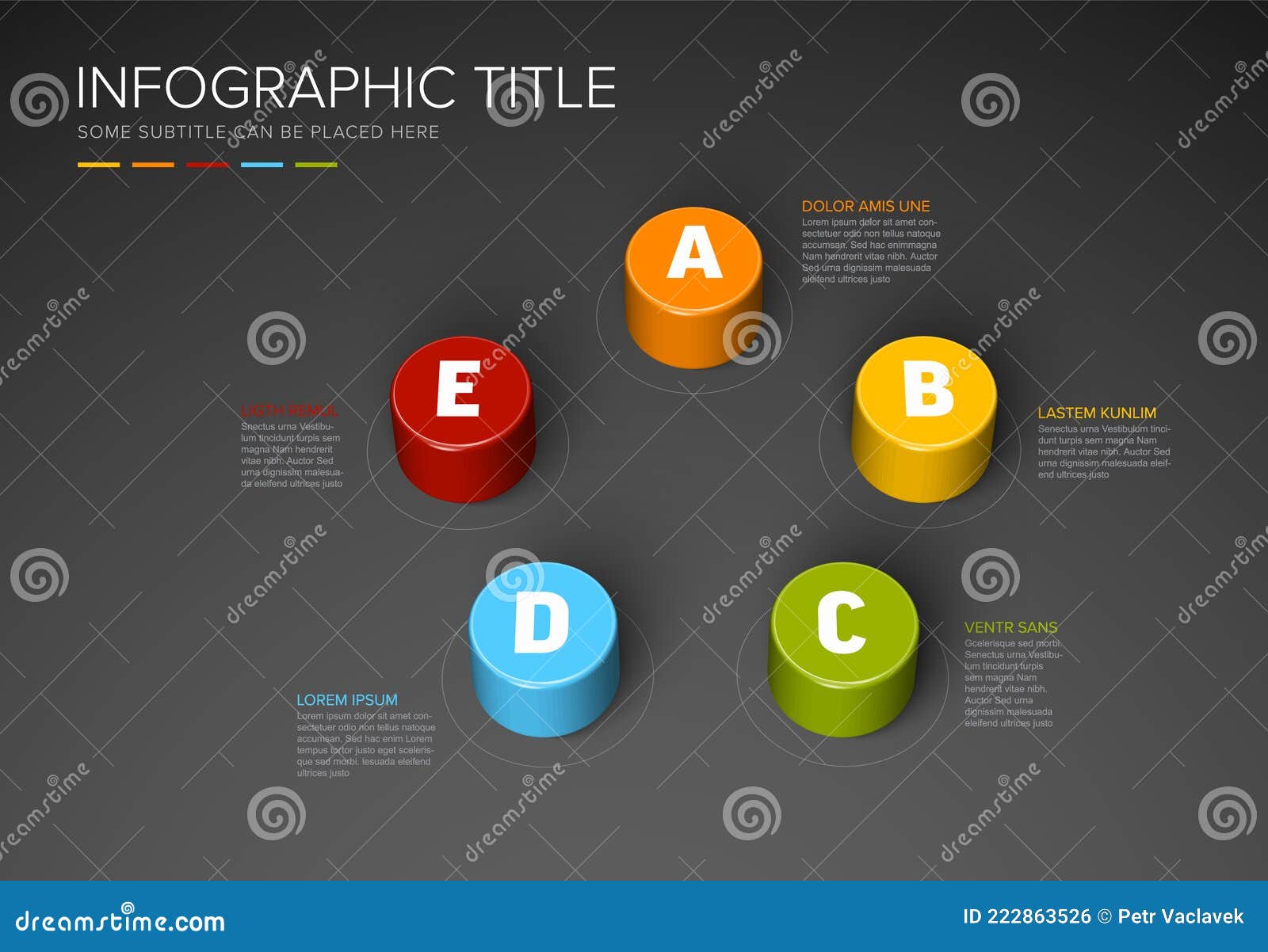 Vector Colorful Multipurpose Infographic Template With Five Cylinders ...
