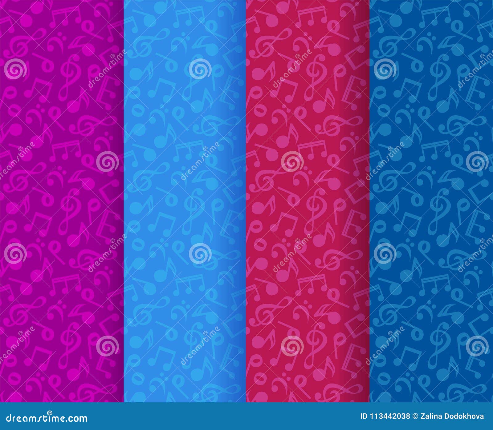 Vector Colorful Musical Notes and Treble Clefs Seamless Pattern, Vector ...