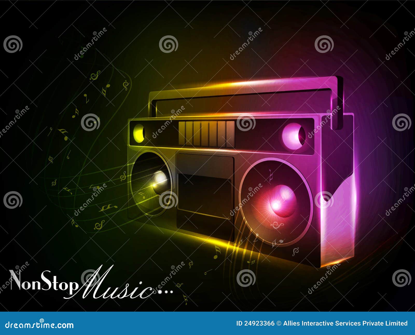 Vector Colorful Neon Radio. Stock Illustration - Illustration of radio ...