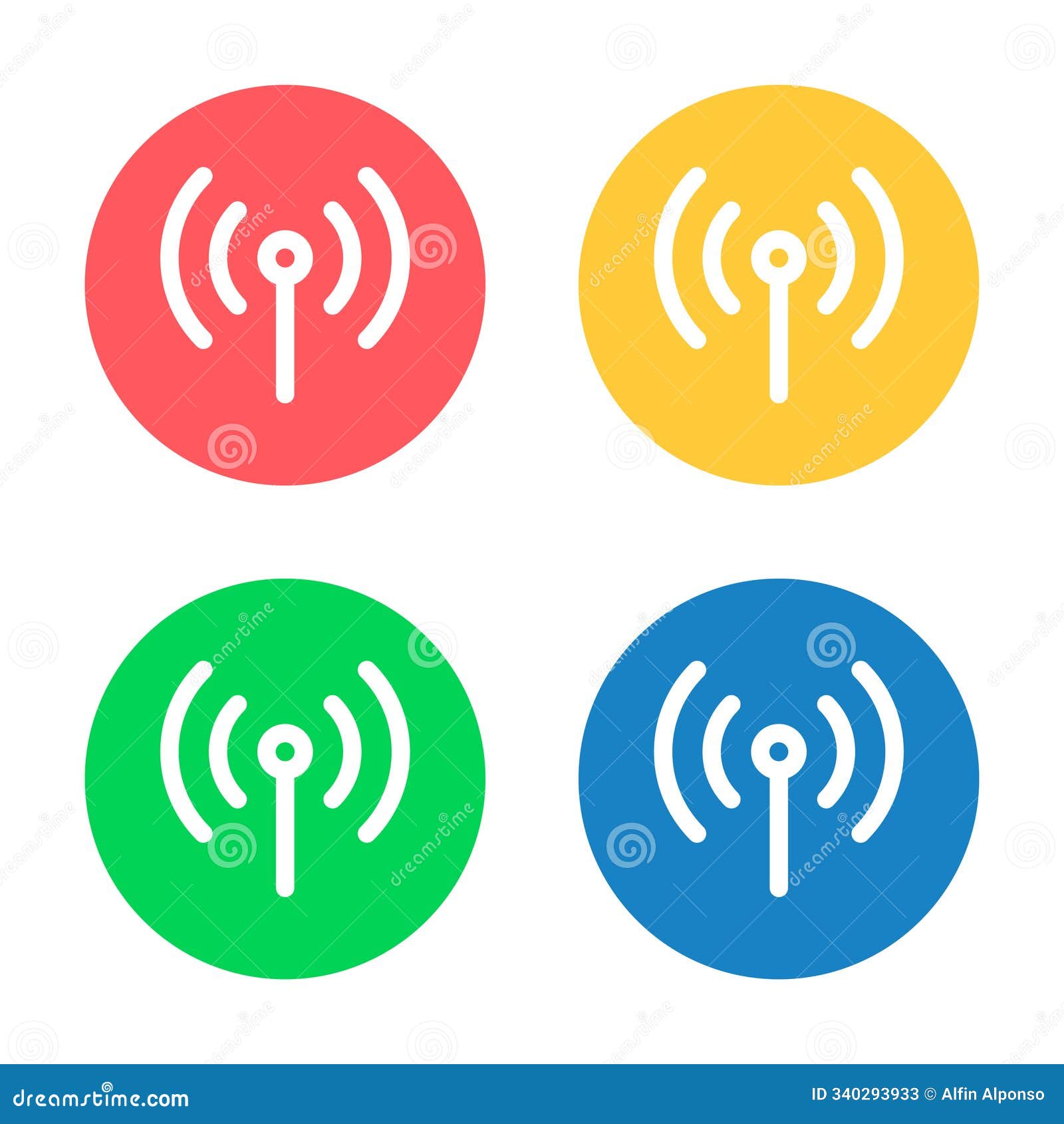 Vector Colorful Network Icons in Circles Stock Illustration ...