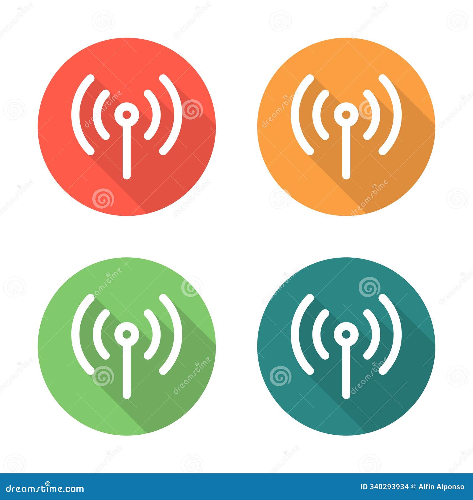 Vector Colorful Network Icons with Shadow Stock Illustration ...