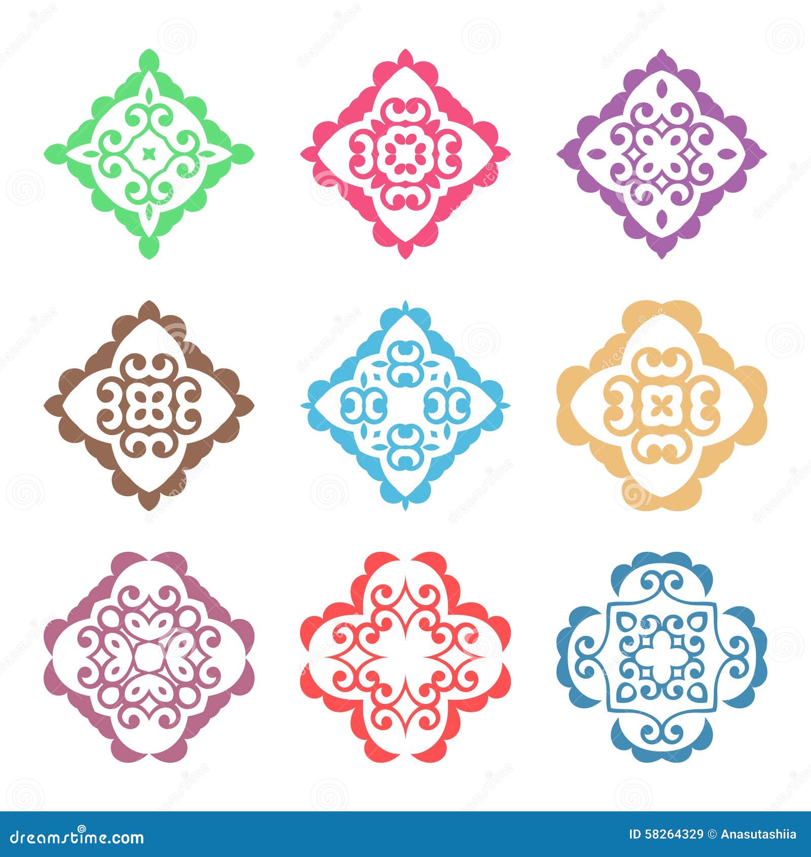Vector Colorful Ornate Design Elements Stock Vector - Illustration of ...