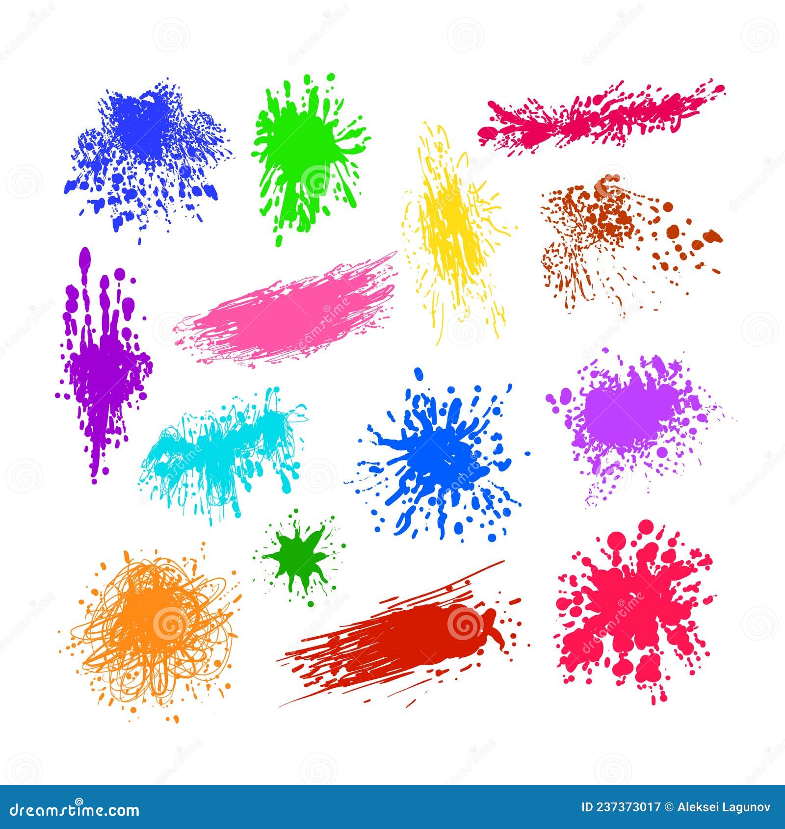Vector Colorful Paint Splases Set Isolated on White Background ...