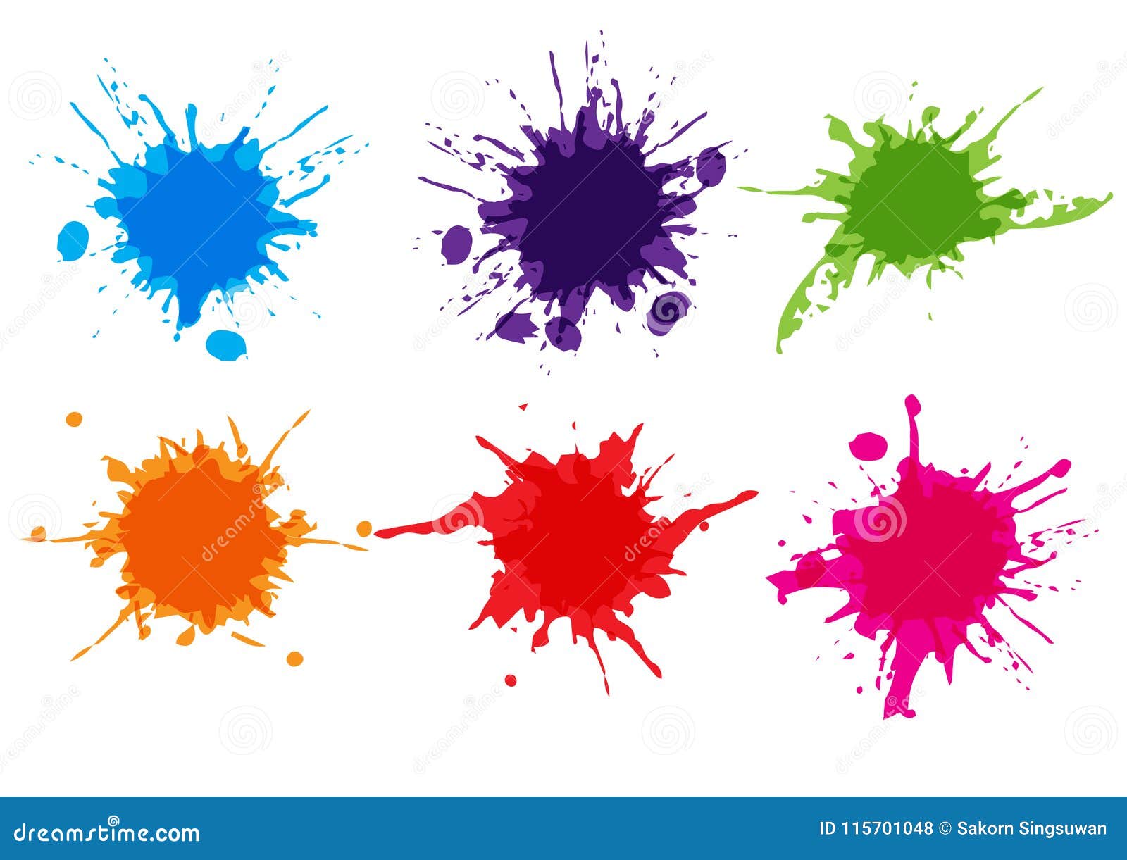 Vector Colorful Paint Splatter.Paint Splashe Set.Vector Illustration ...