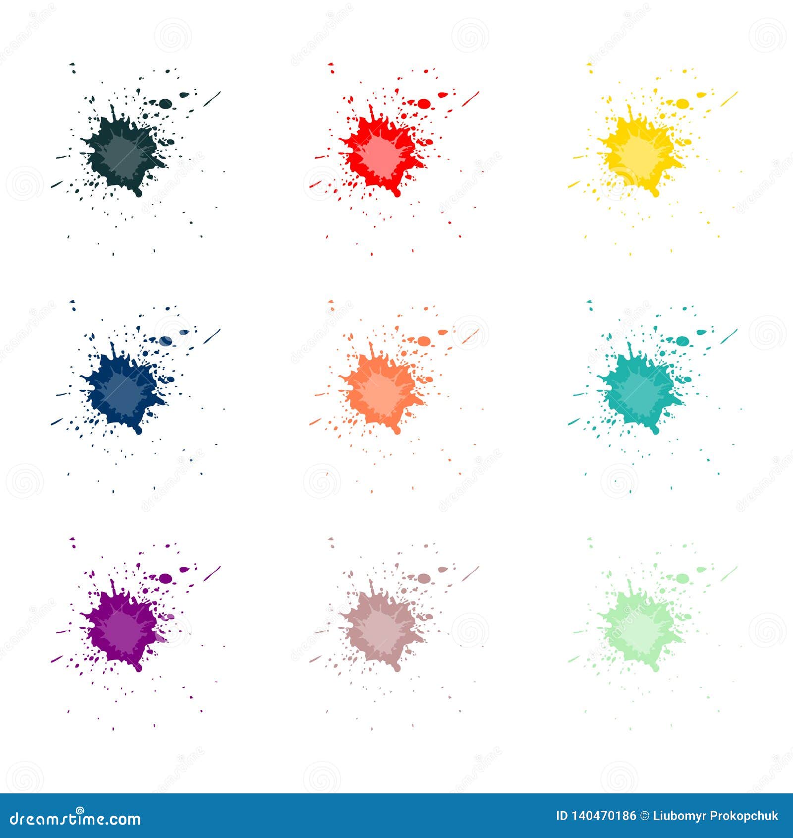 Vector Colorful Paint Splatters.Paint Splashes Set Stock Vector ...