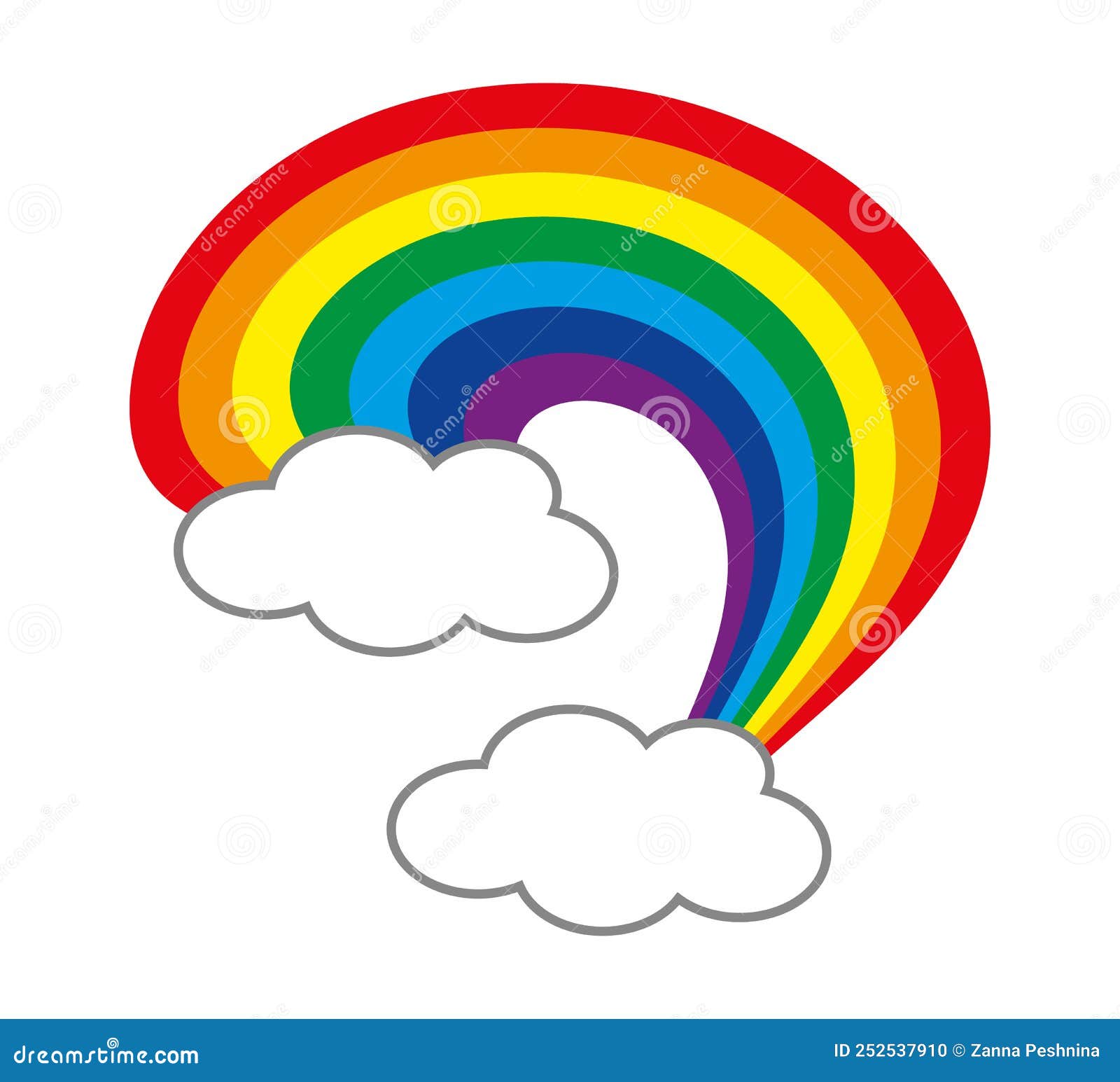 Vector Colorful Rainbow Symbol with White Clouds Stock Vector ...