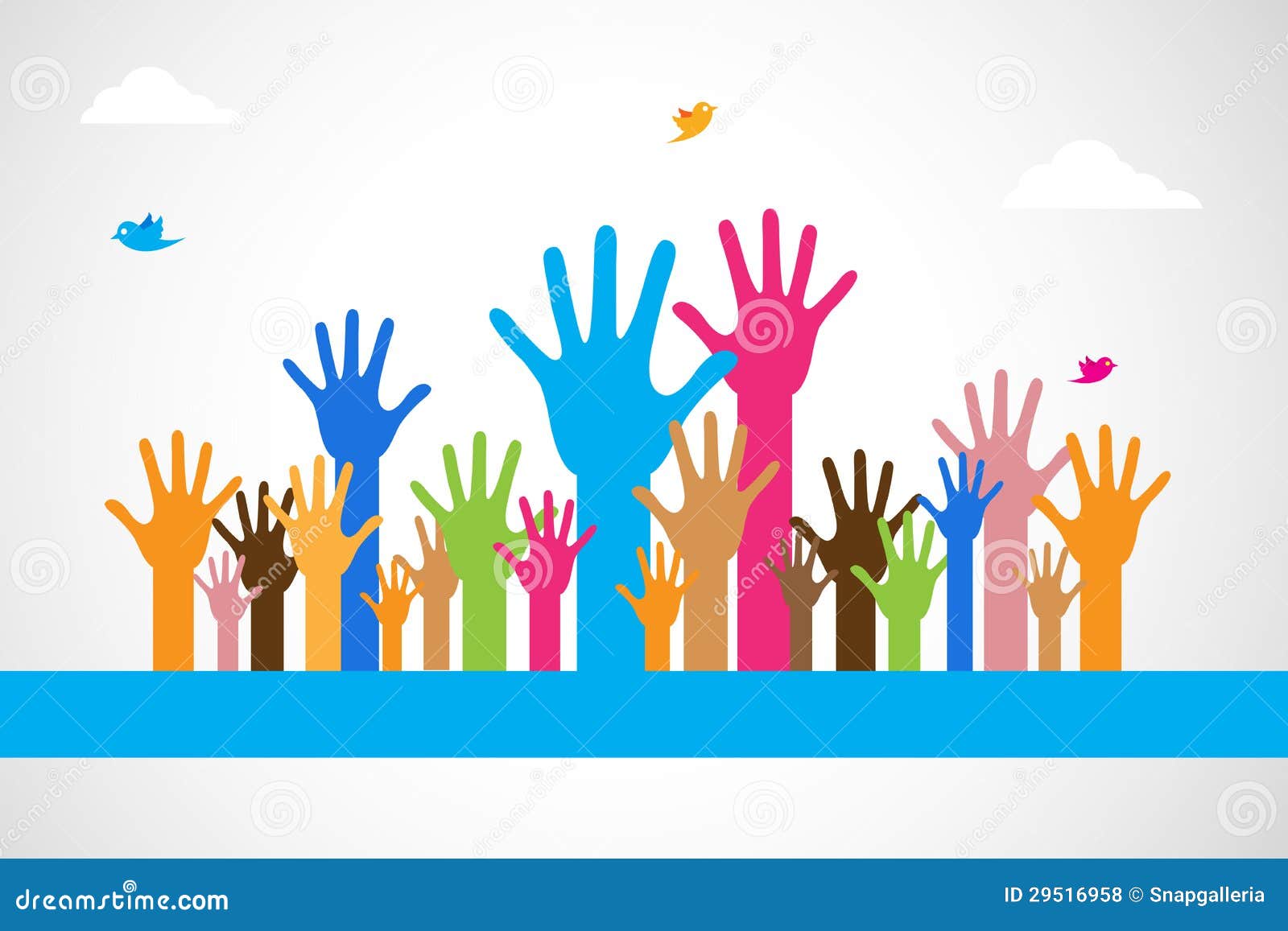 Colorful Raised Hands In Rainbow Colors Isolated On White Cartoon ...