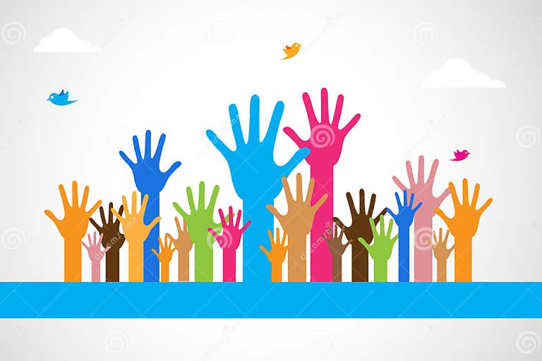 Vector Colorful Raised Hands Stock Vector - Illustration of finger ...