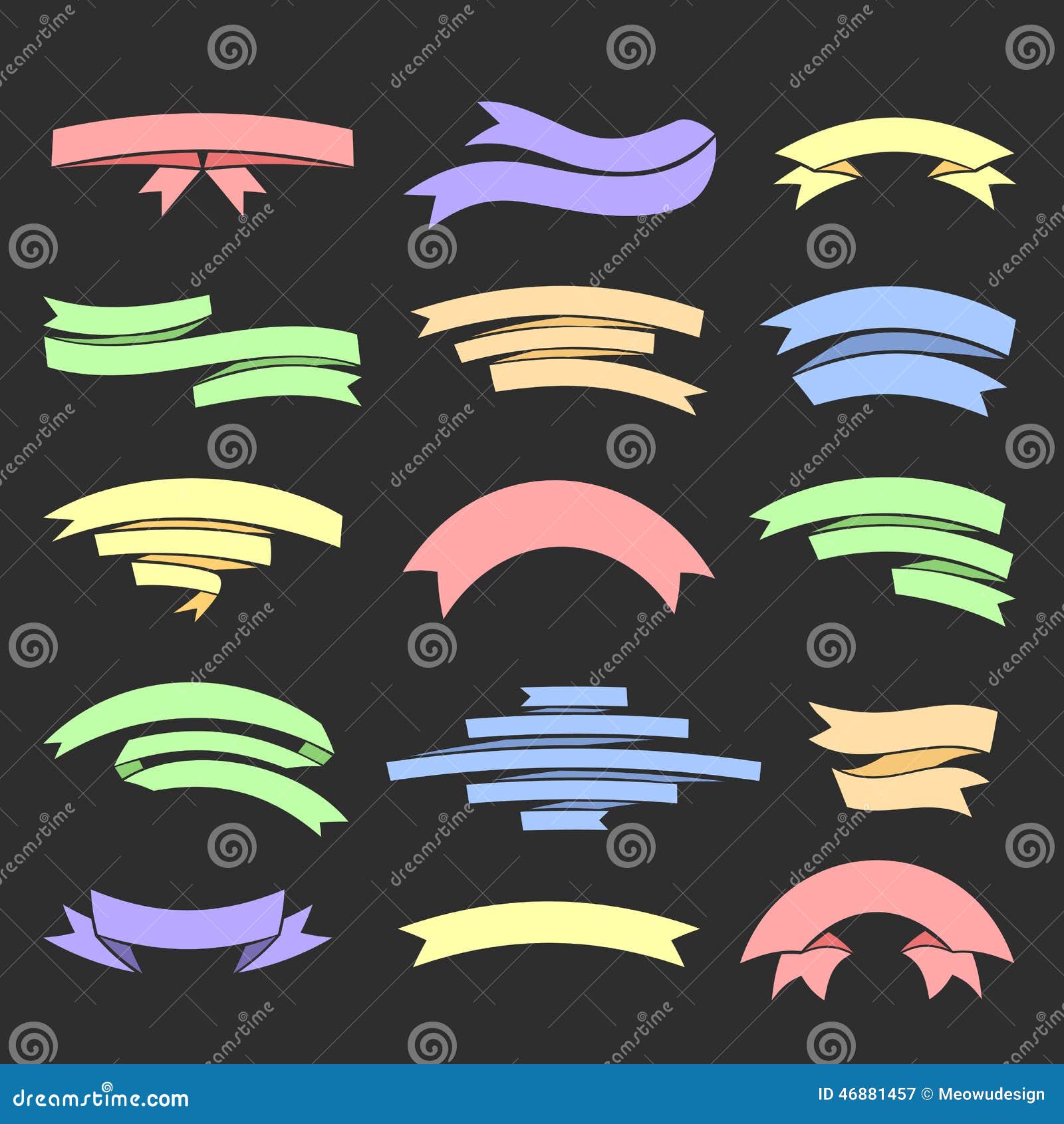 Vector Colorful Ribons Set, Isolaten on Background Stock Vector ...