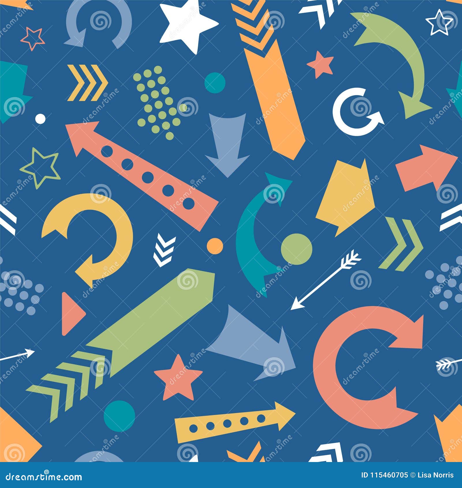 Vector Colorful Scattered Arrows Pattern Stock Illustration ...