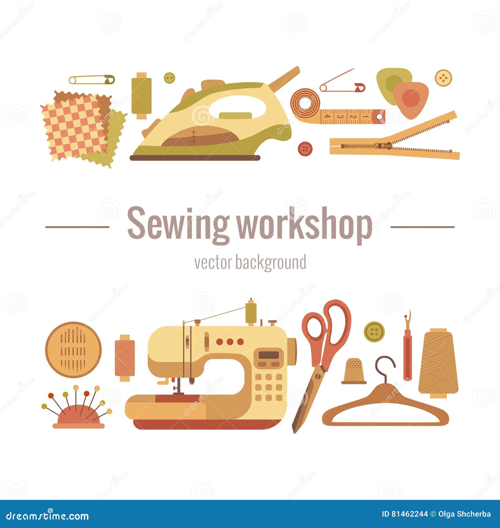 Vector Colorful Sewing Workshop Concept Stock Vector - Illustration of ...