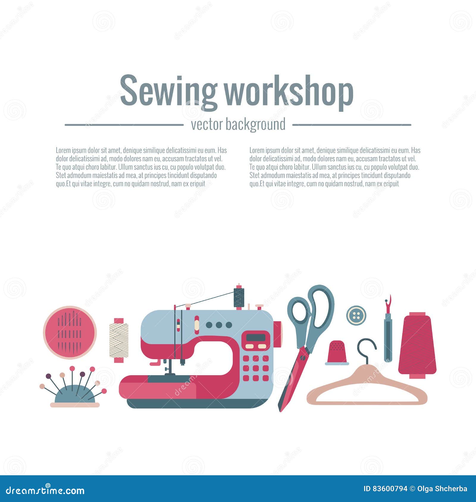 Vector Colorful Sewing Workshop Concept. Stock Vector - Illustration of ...