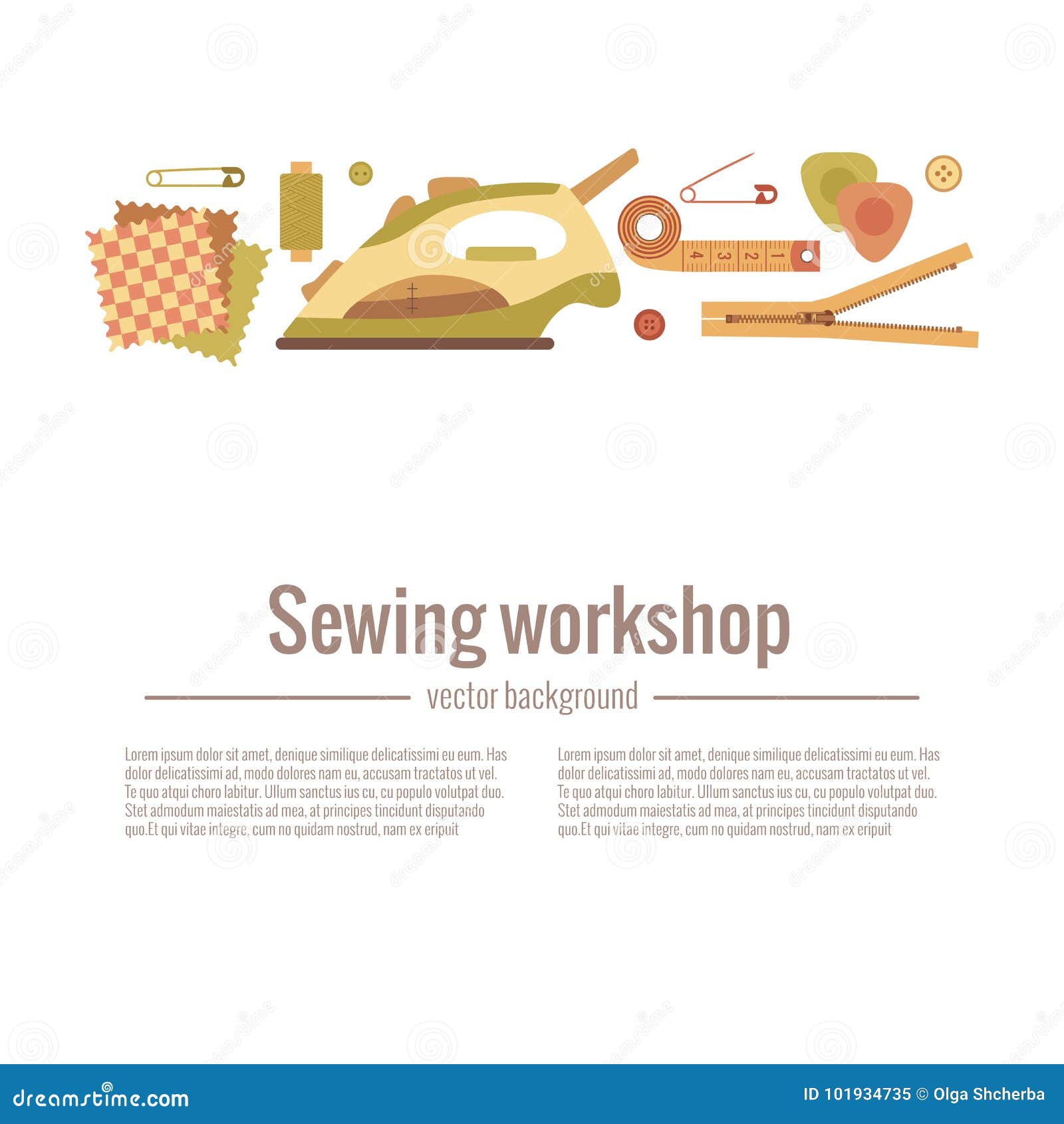 Vector Colorful Sewing Workshop Stock Vector - Illustration of spool ...
