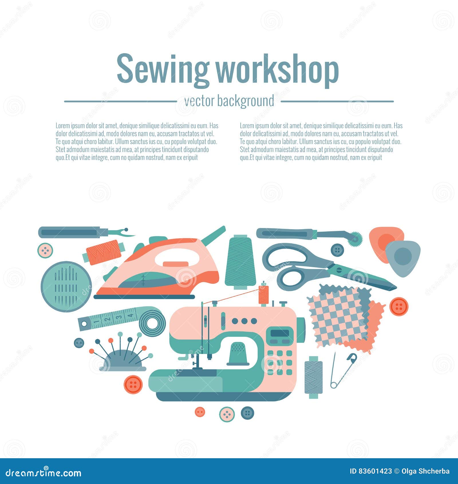 Vector Colorful Sewing Workshop Concept. Stock Vector - Illustration of ...