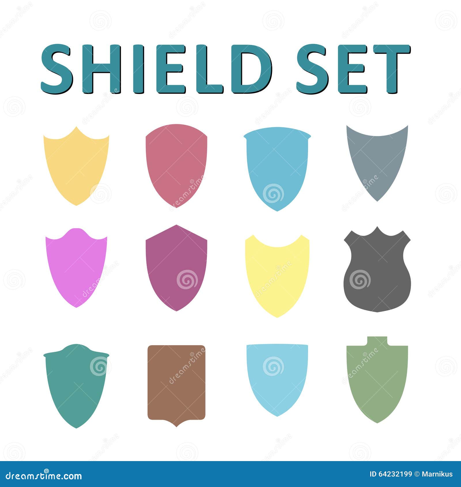 Vector Colorful Shields Set Stock Vector - Illustration of icon, color ...