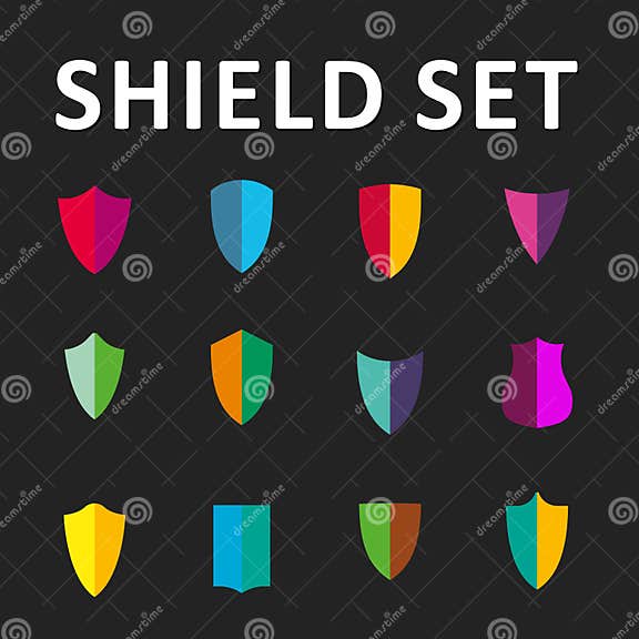 Vector Colorful Shields Set Stock Vector - Illustration of collection ...