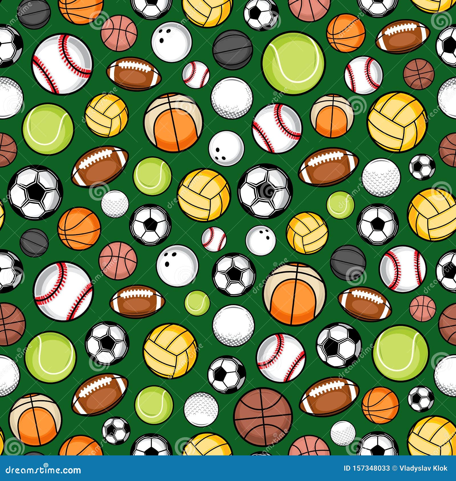 Vector Sport Balls Seamless Pattern or Background Stock Vector ...