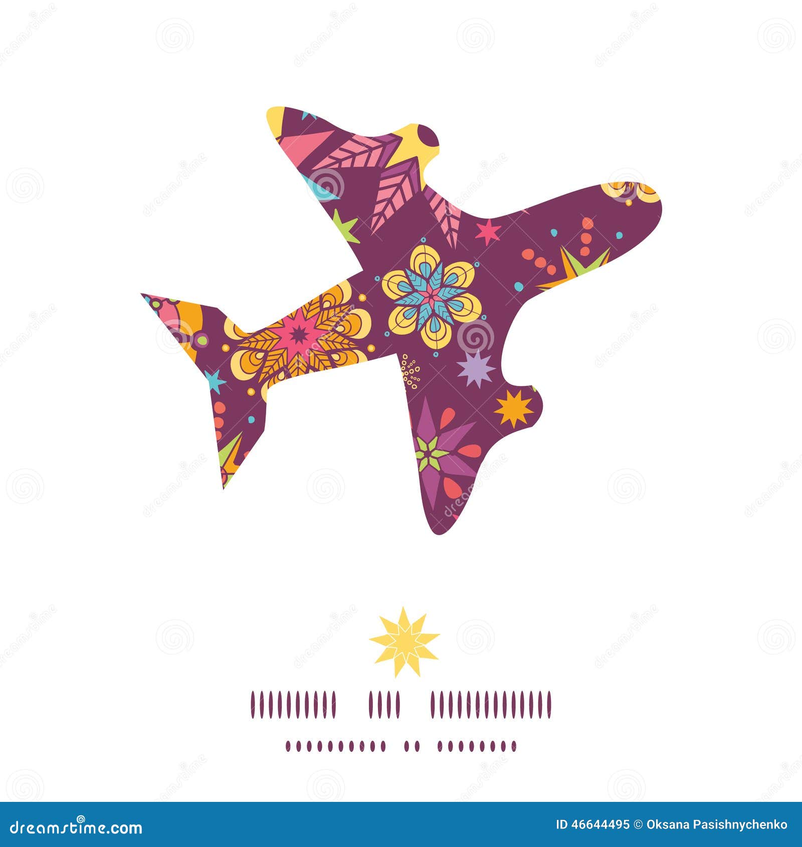 Vector Colorful Stars Airplane Silhouette Pattern Stock Vector ...