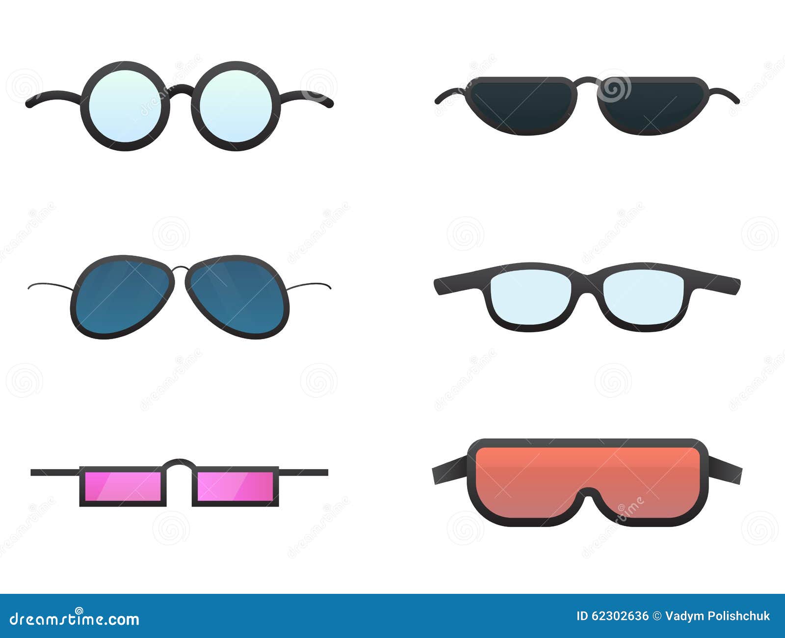 Vector Colorful Sunglasses. Stock Vector - Illustration of color, shiny ...