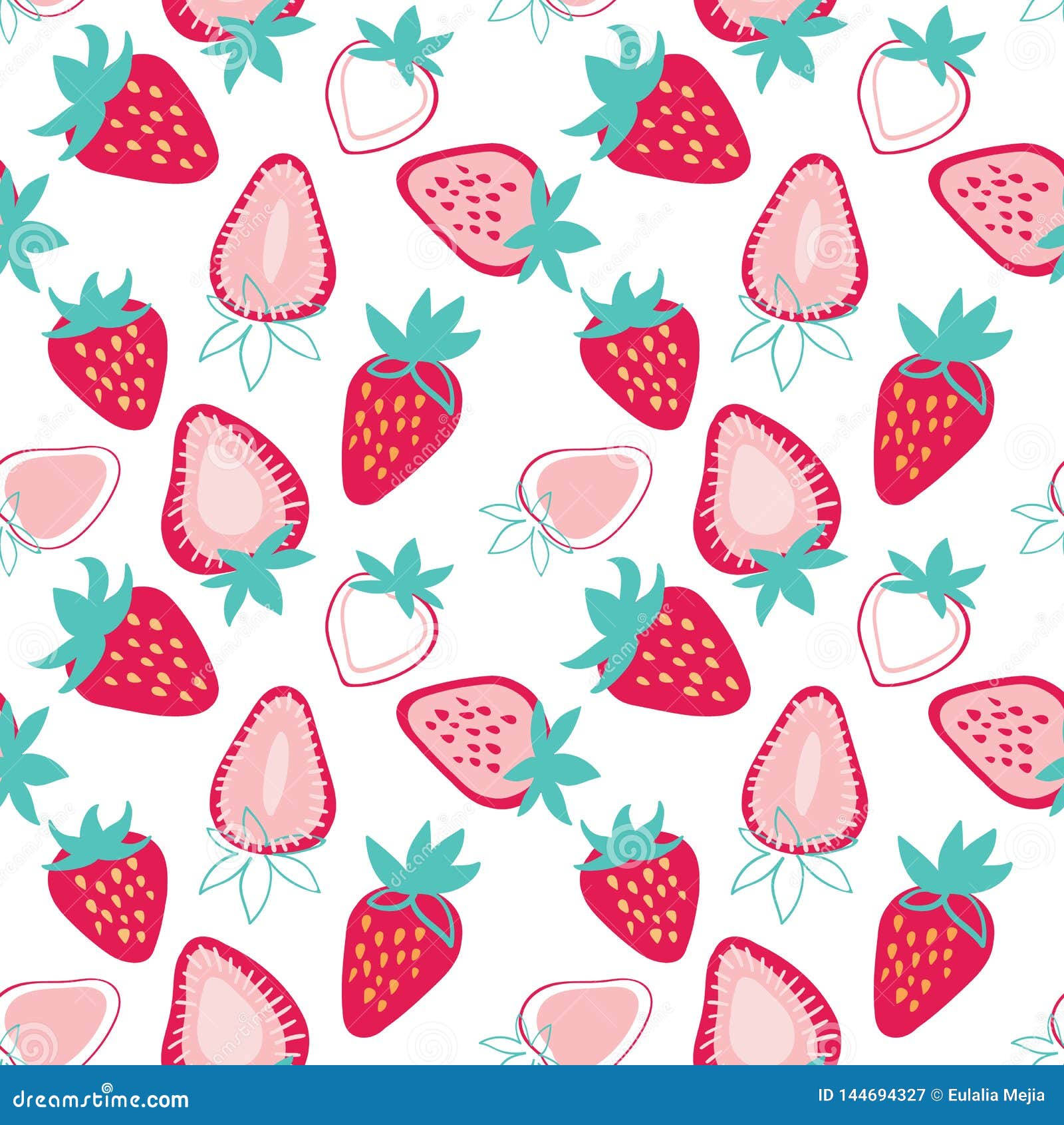 Vector Colorful Tasty Trendy Strawberries Seamless Pattern on Light ...