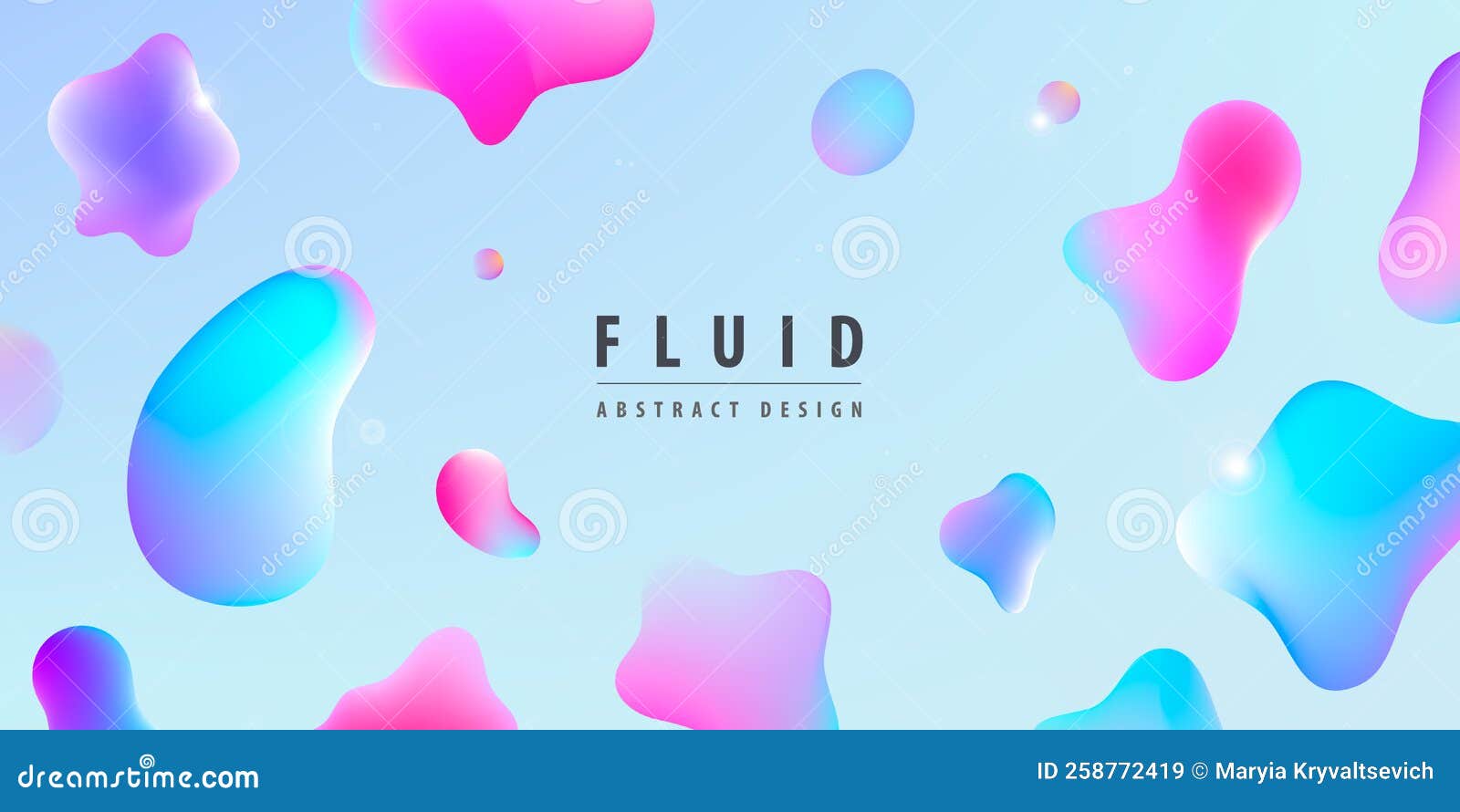 Vector Colorful Template Banner, Abstract Background with Gradient Color, Organic Bubble Liquid ...