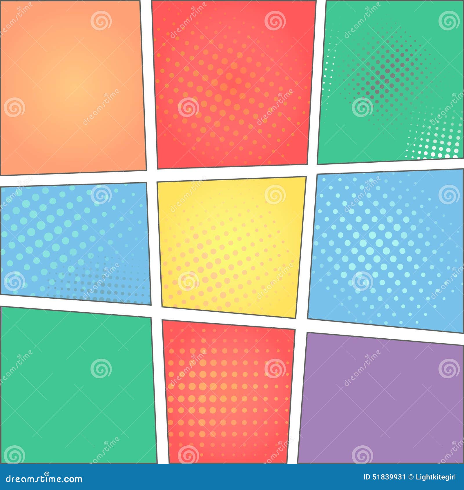 Vector Colorful Template of Comic Book Page with Stock Vector ...