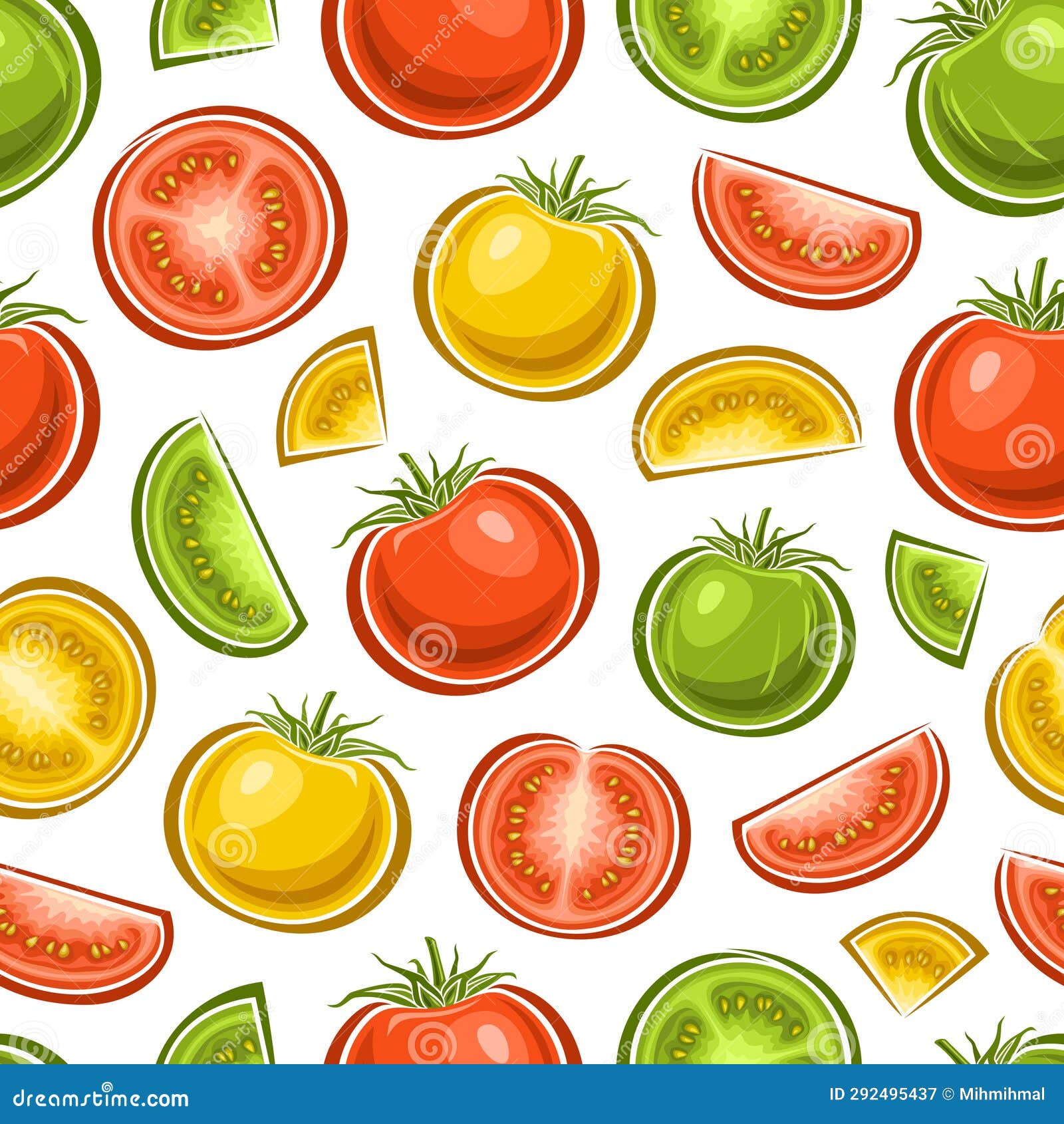 Vector Colorful Tomato Seamless Pattern Stock Illustration ...