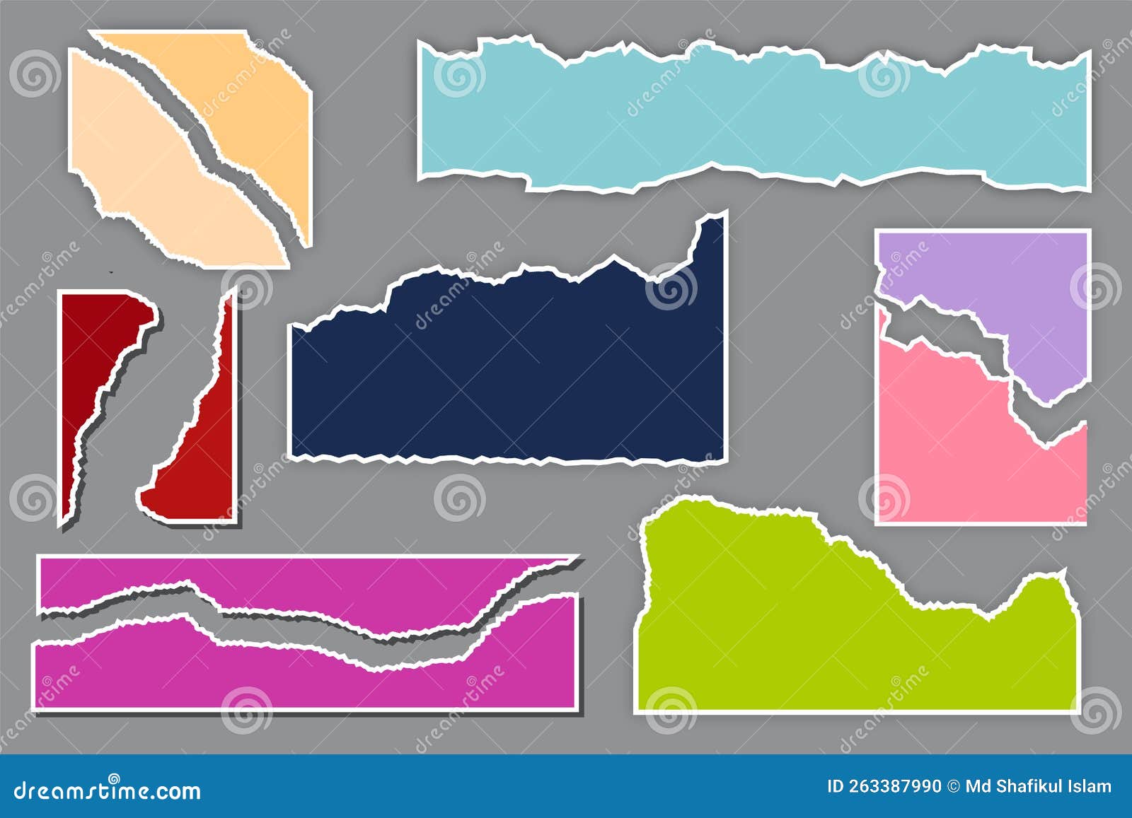 Vector Colorful Torn Ripped Paper Sheet Textures Vector Stock ...