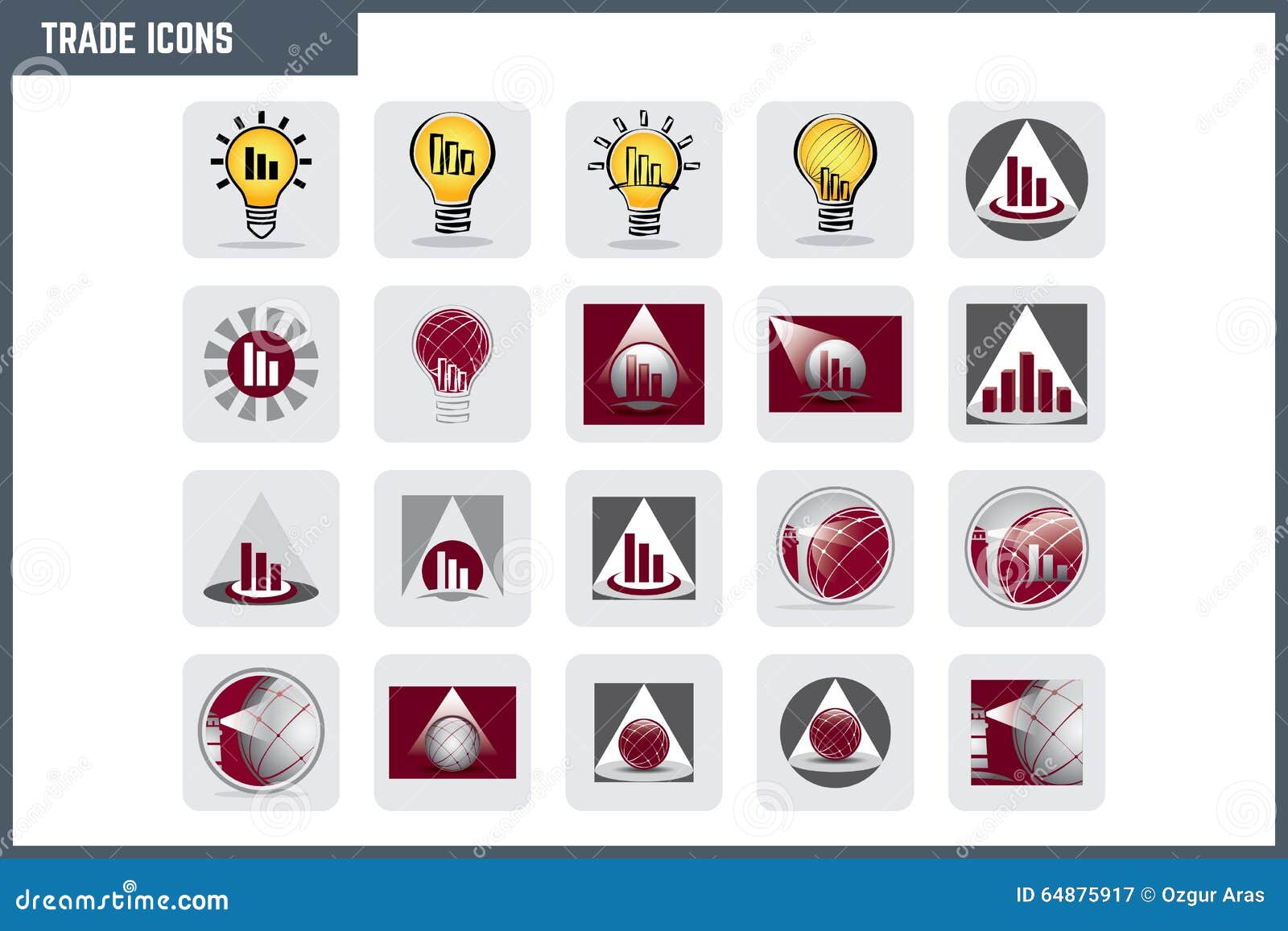 Vector Colorful Trade Icon Set Stock Illustration - Illustration of ...