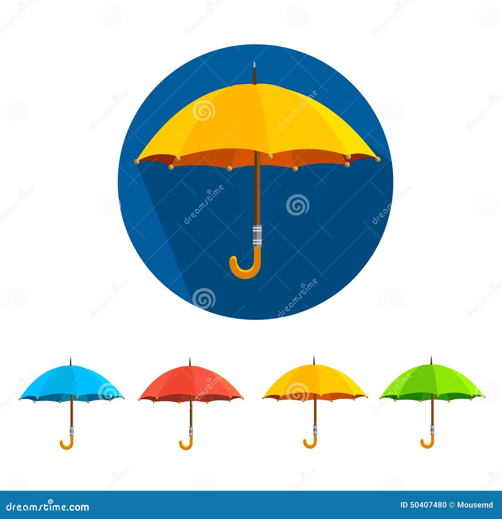 Vector Colorful Umbrellas Set. Flat Design Stock Vector - Illustration ...